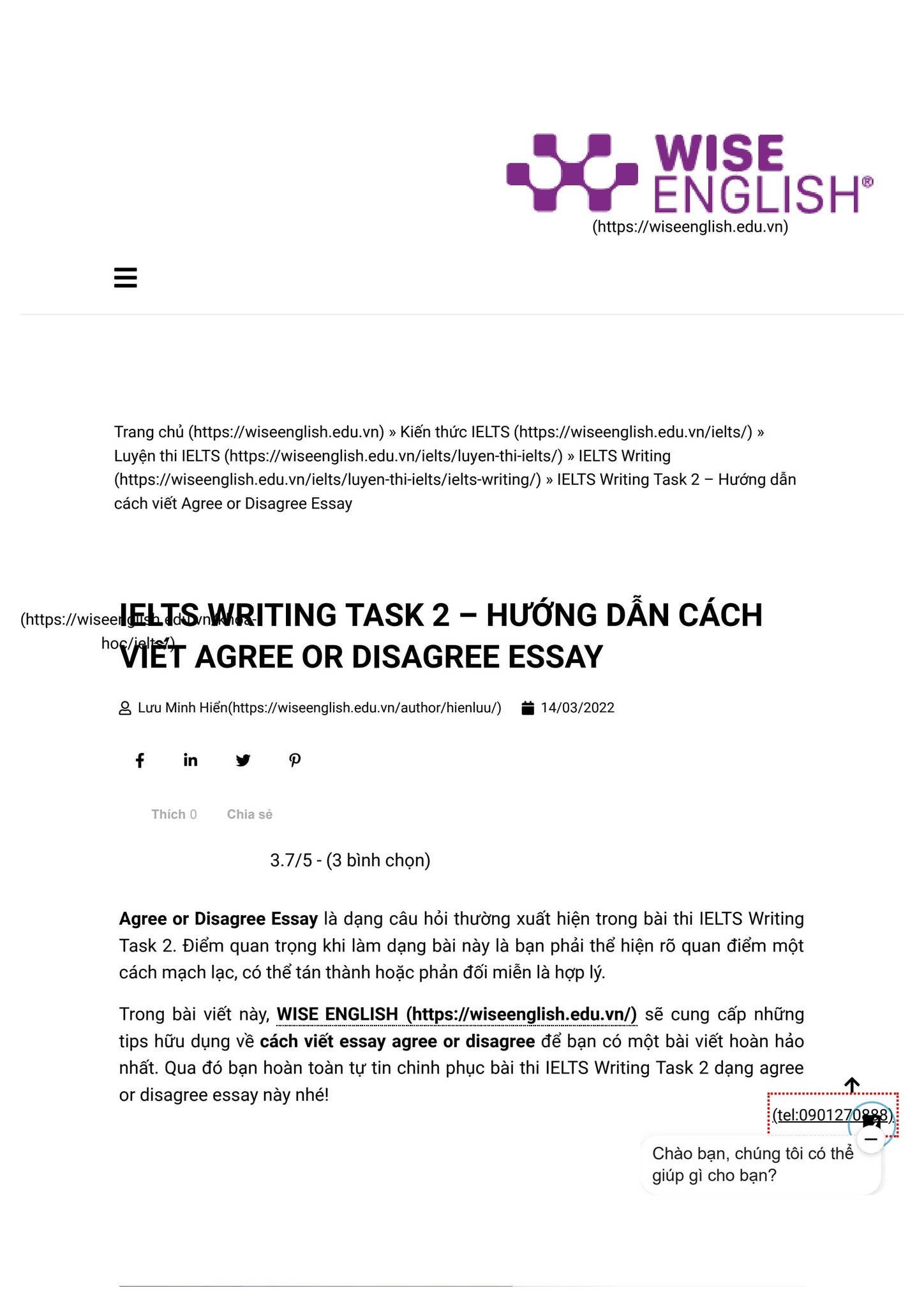Hướng dẫn cách viết AGREE OR DISAGREE ESSAY by Wise English - Issuu