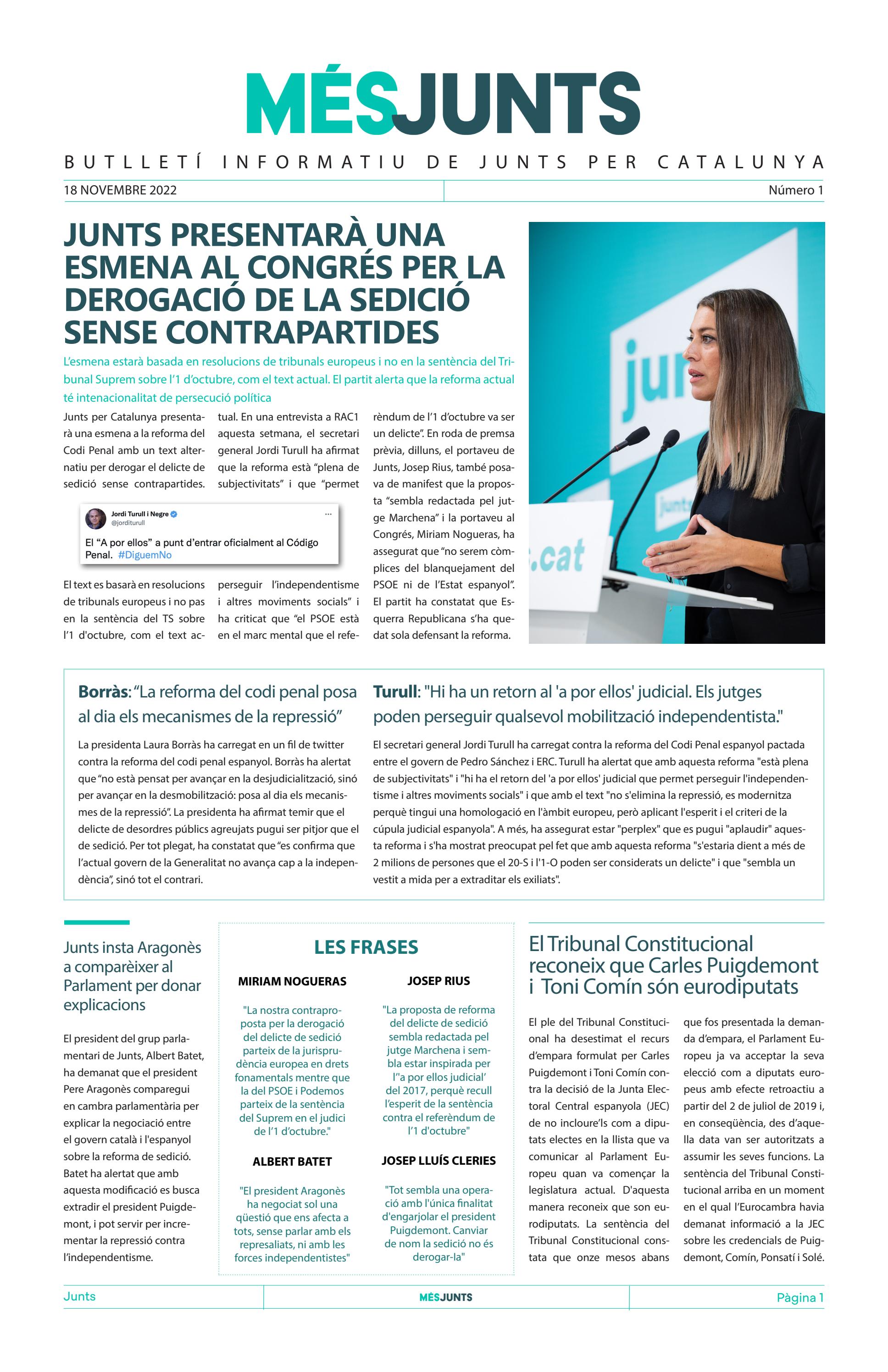 MÉS JUNTS - Butlletí 1 by Junts per Catalunya - Issuu