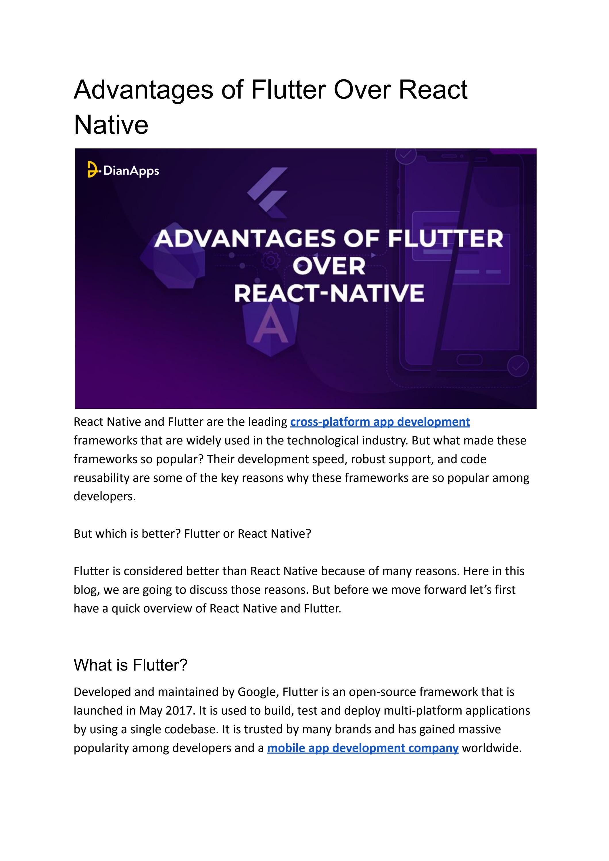 Advantages of Flutter Over React Native by Dianapps - Issuu