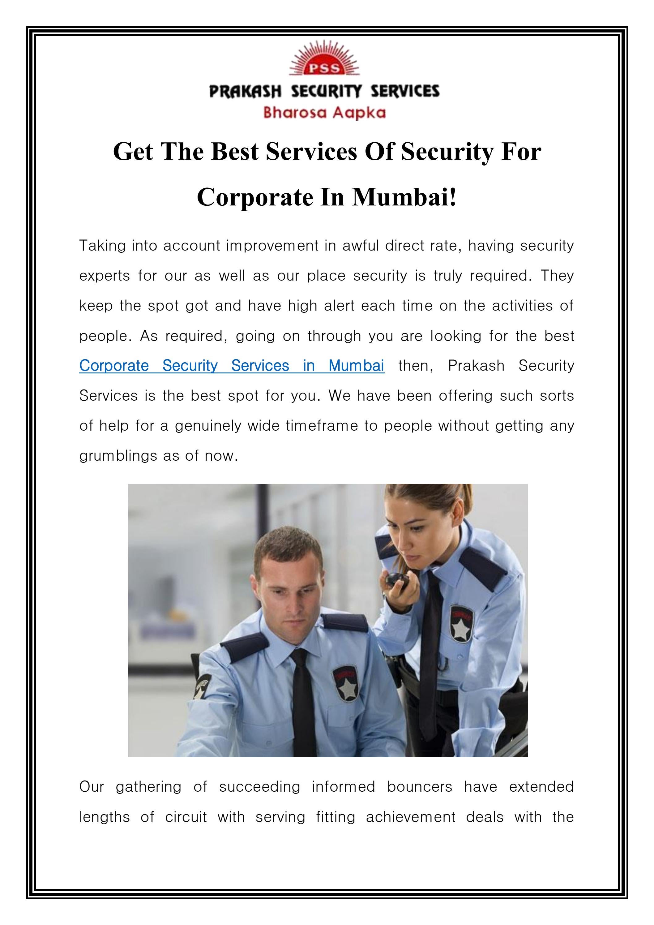 Corporate Security Services In Mumbai Call 9870270287 By Prakash Security Services Issuu