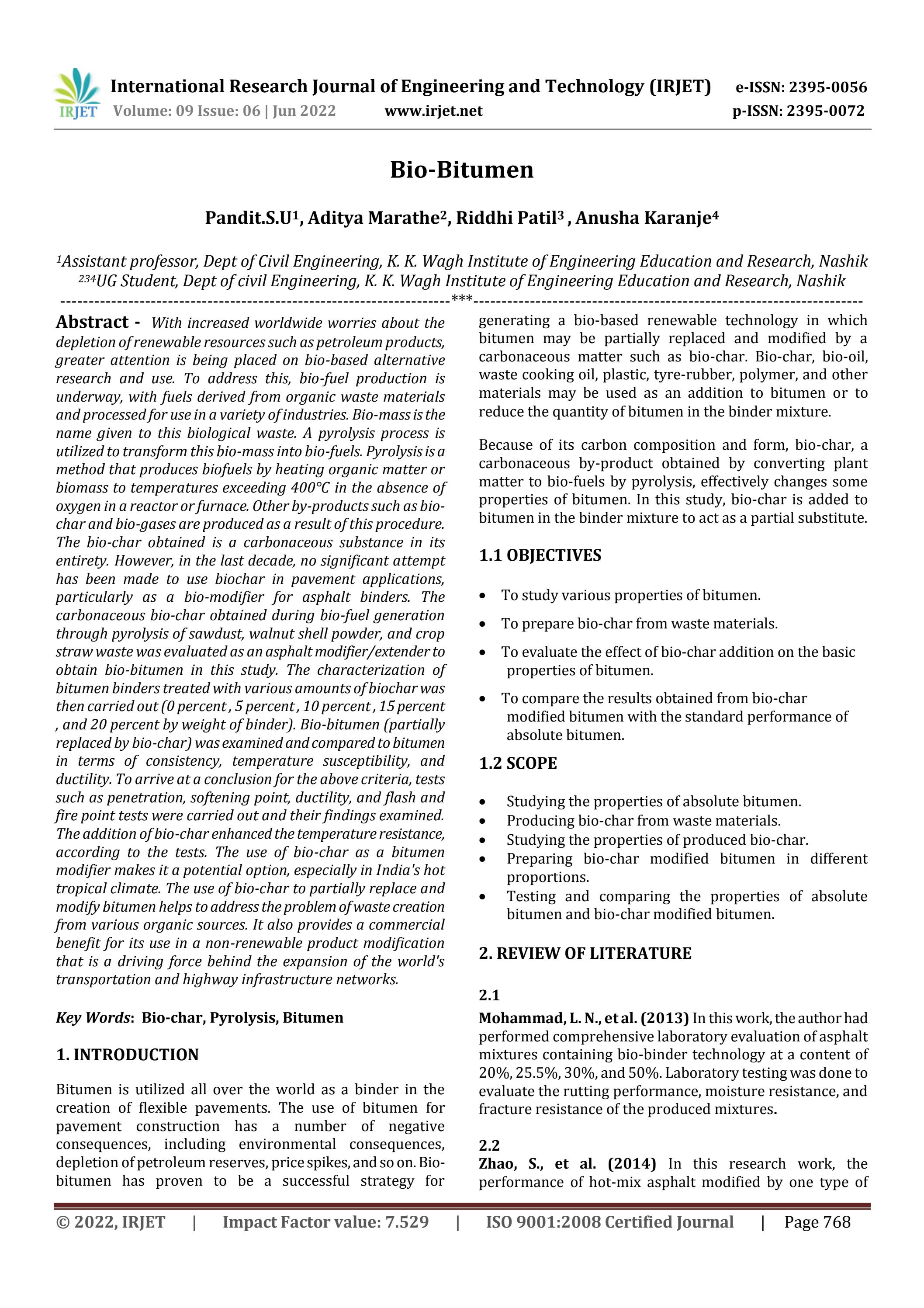 Bio-Bitumen by IRJET Journal - Issuu