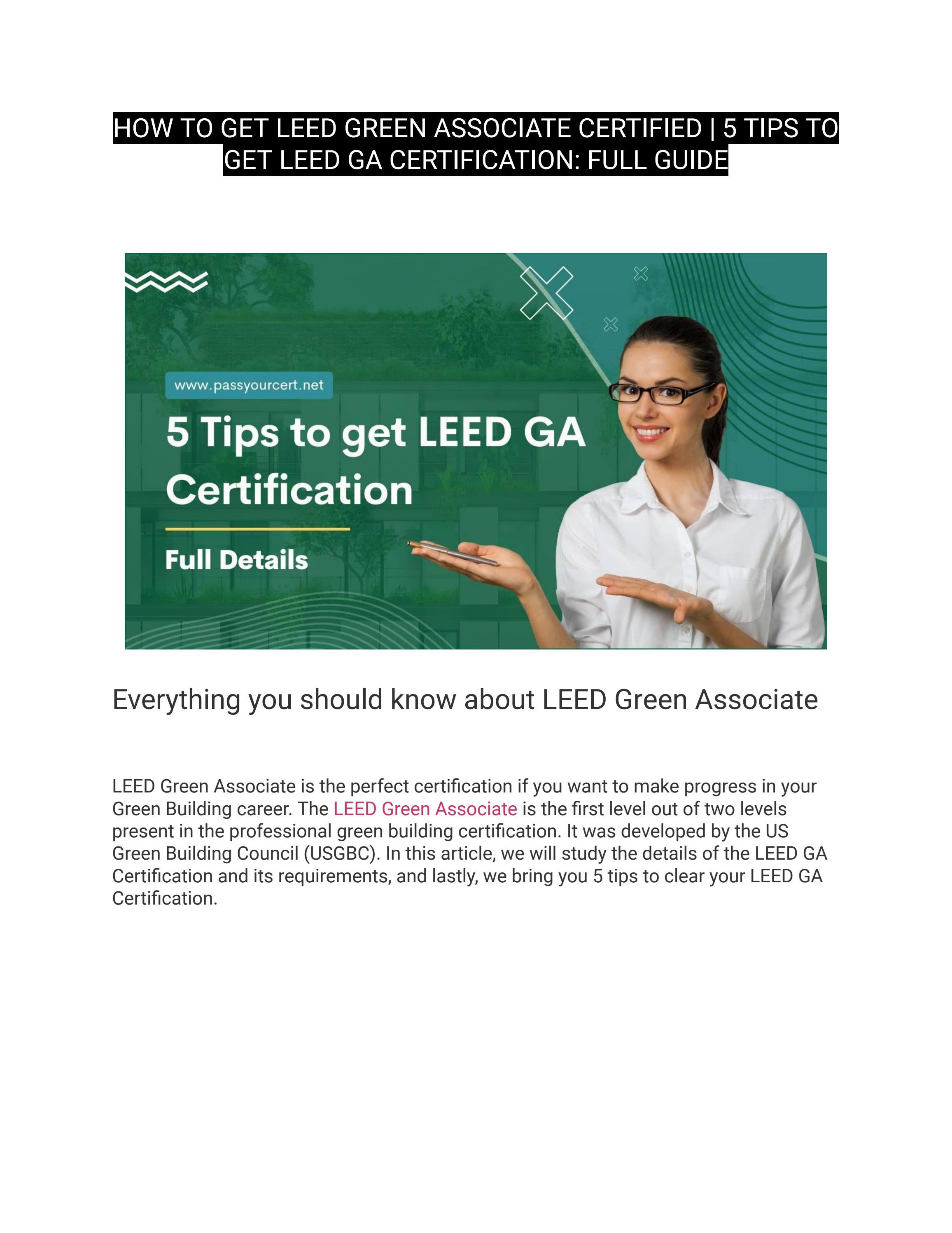 How to get LEED Green Associate Certified | 5 Tip to get LEED GA ...