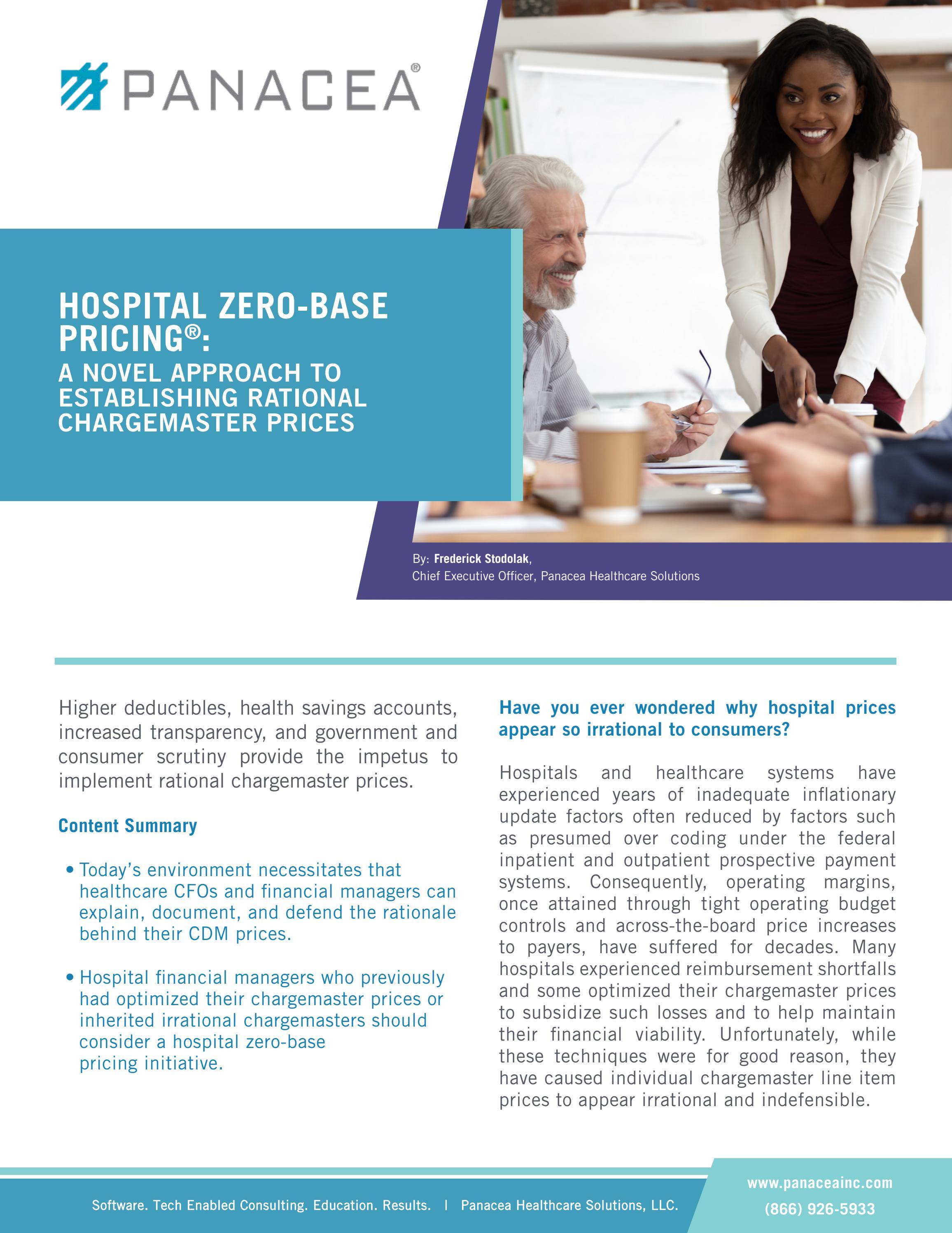 Hospital Zero-Base Pricing Whitepaper by Panacea Healthcare Solutions ...