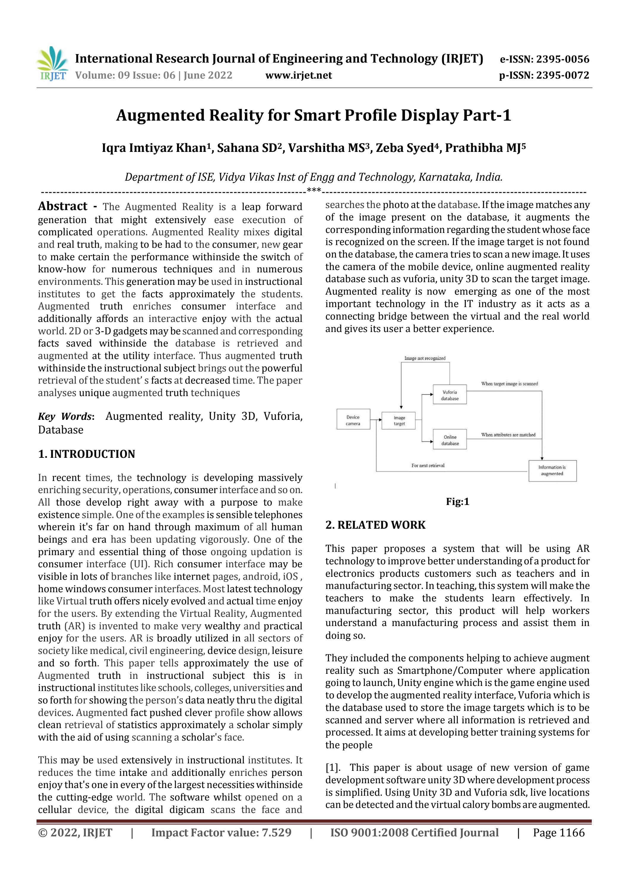Augmented Reality for Smart Profile Display Part-1 by IRJET Journal - Issuu