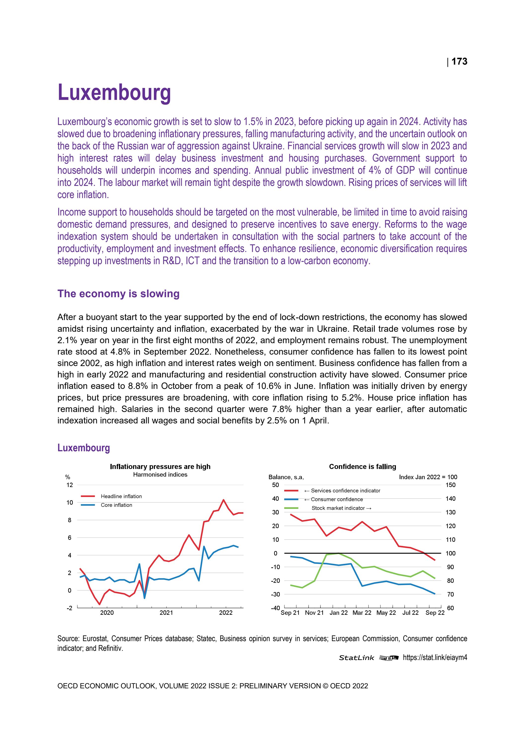 Luxembourg projection note OECD Economic Outlook November 2022 by OECD ...