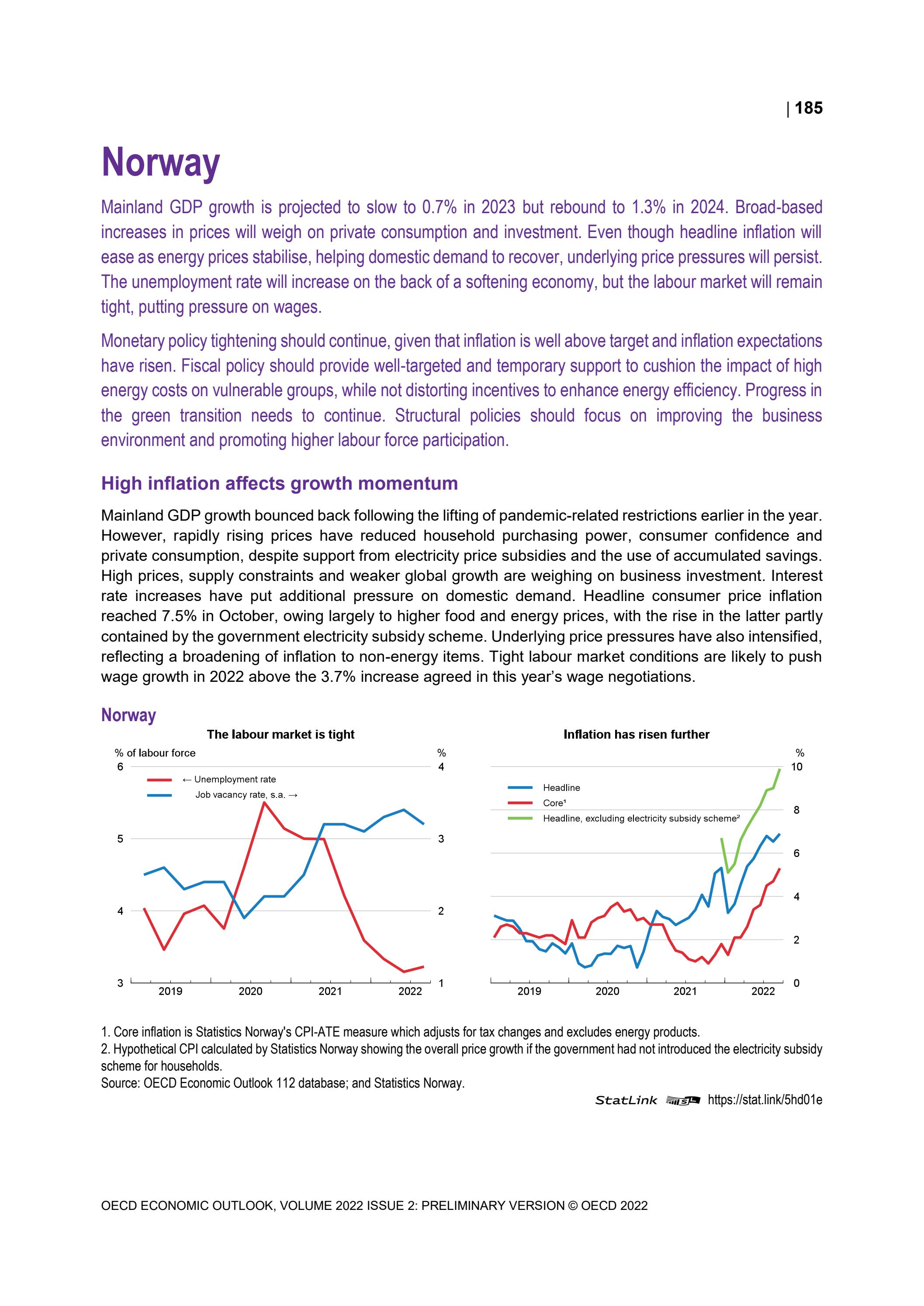 Norway projection note OECD Economic Outlook November 2022 by OECD - Issuu