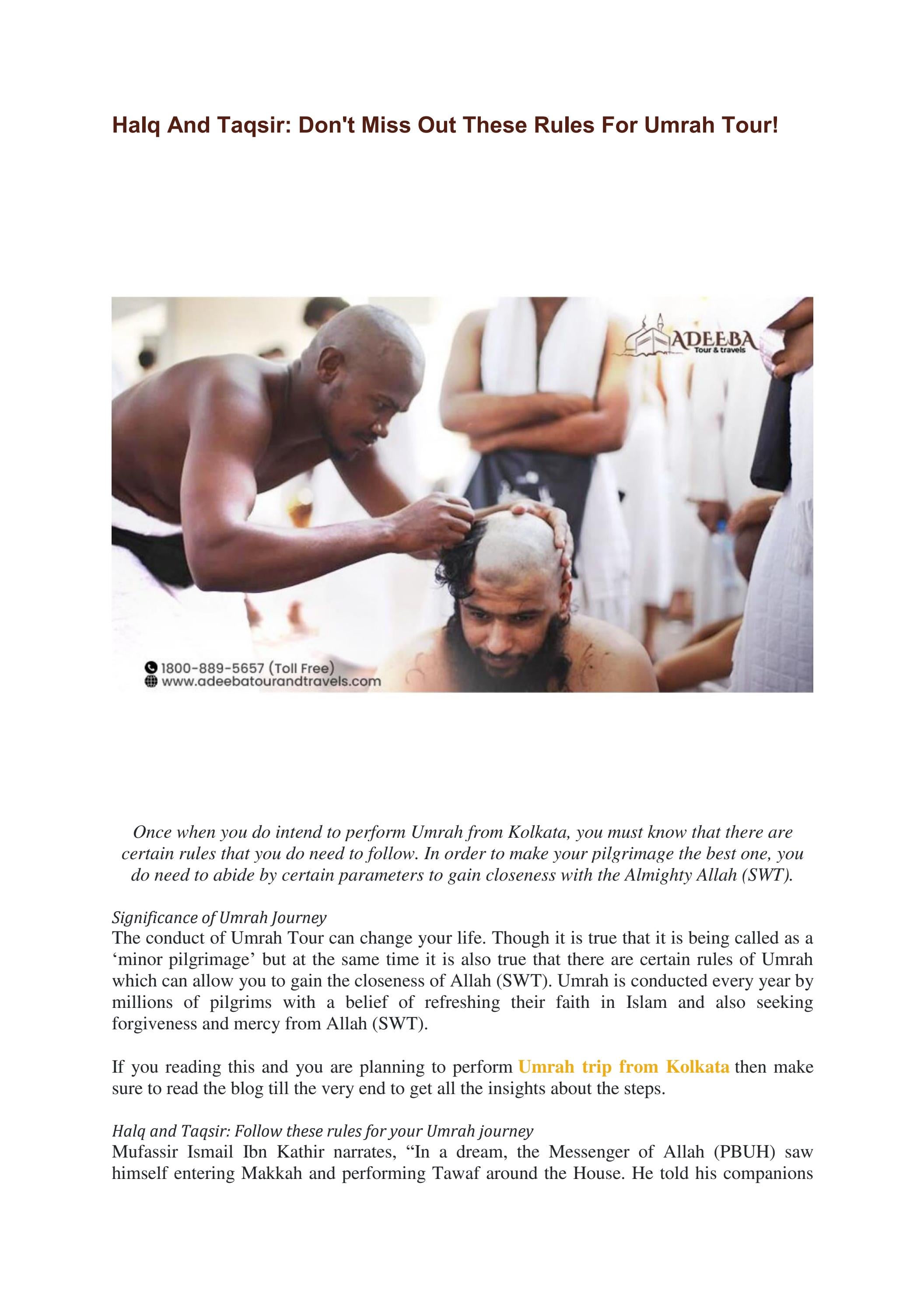 Halq And Taqsir: Don't Miss Out These Rules For Umrah Tour! by Adeeba ...