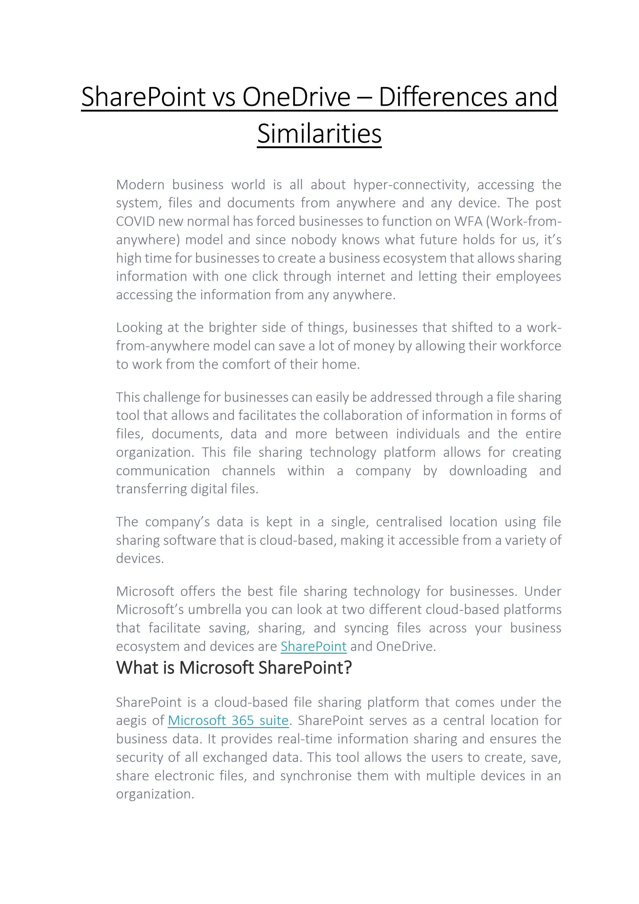 SharePoint vs OneDrive – Differences and Similarities by Sam William ...