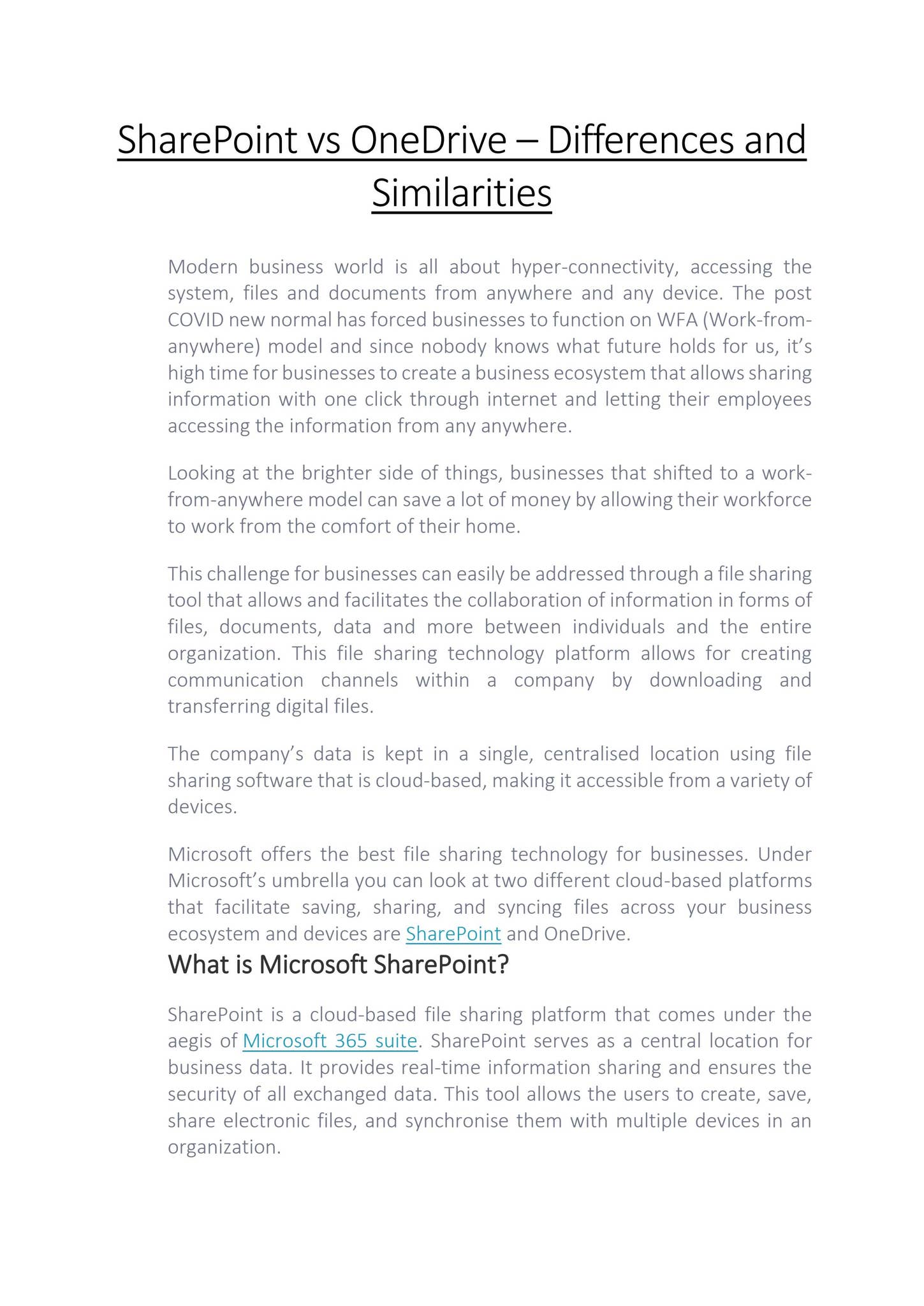 SharePoint vs OneDrive – Differences and Similarities by Sam William ...