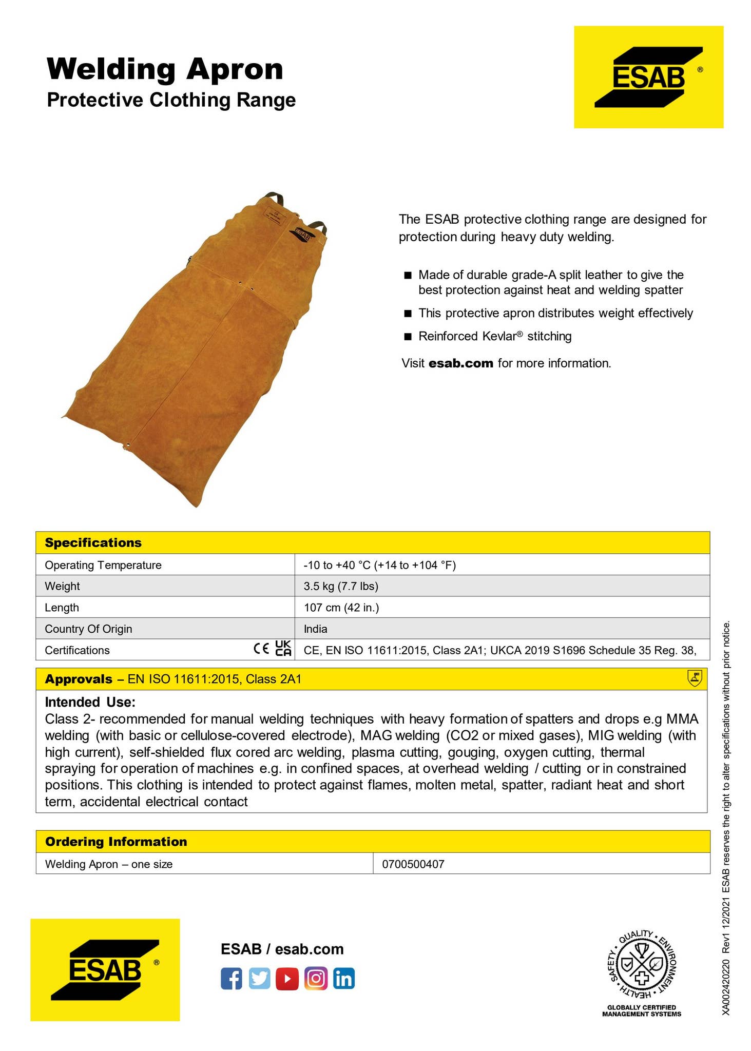 Esab Welding Apron by United Welding Supplies - Issuu