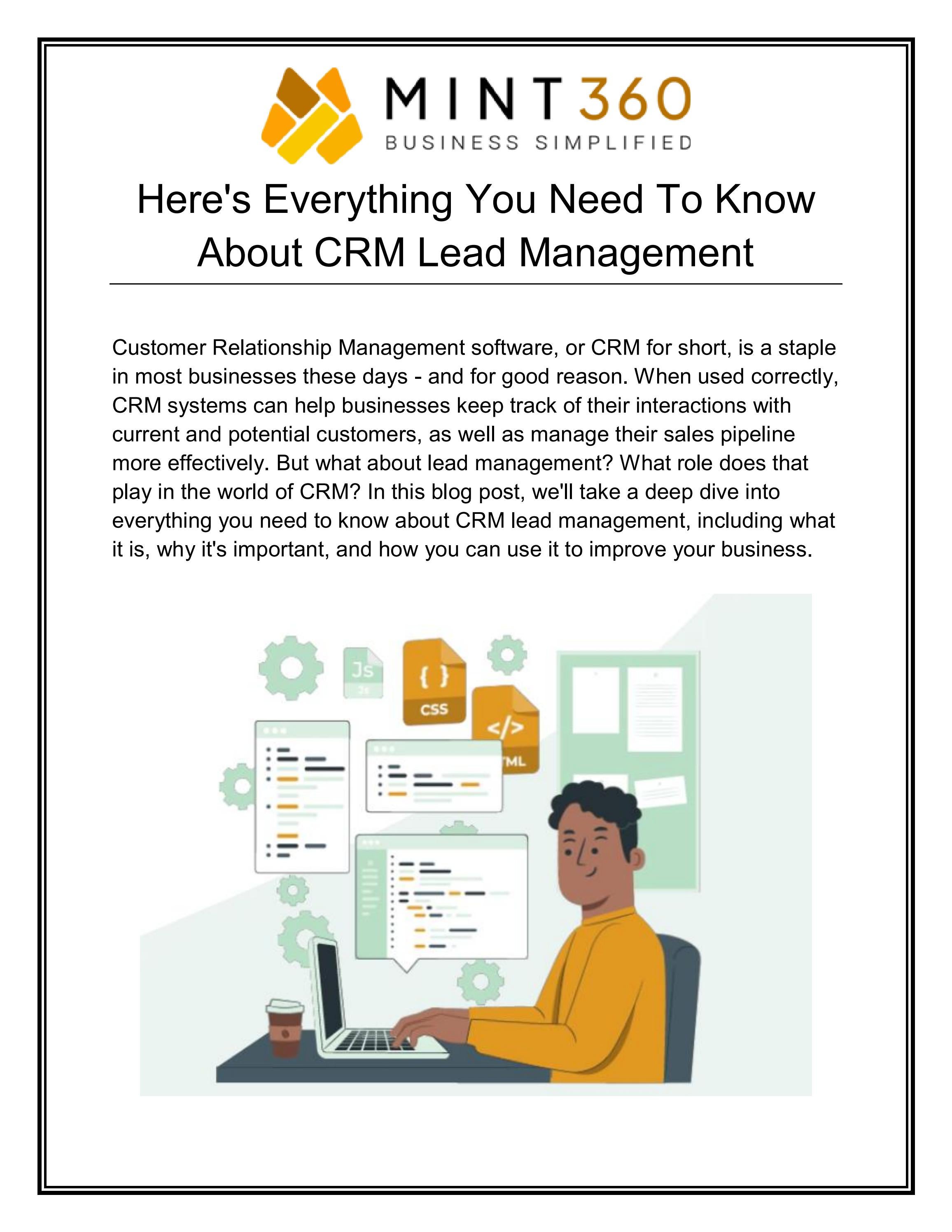 Here's Everything You Need To Know About CRM Lead Management by Mint ...