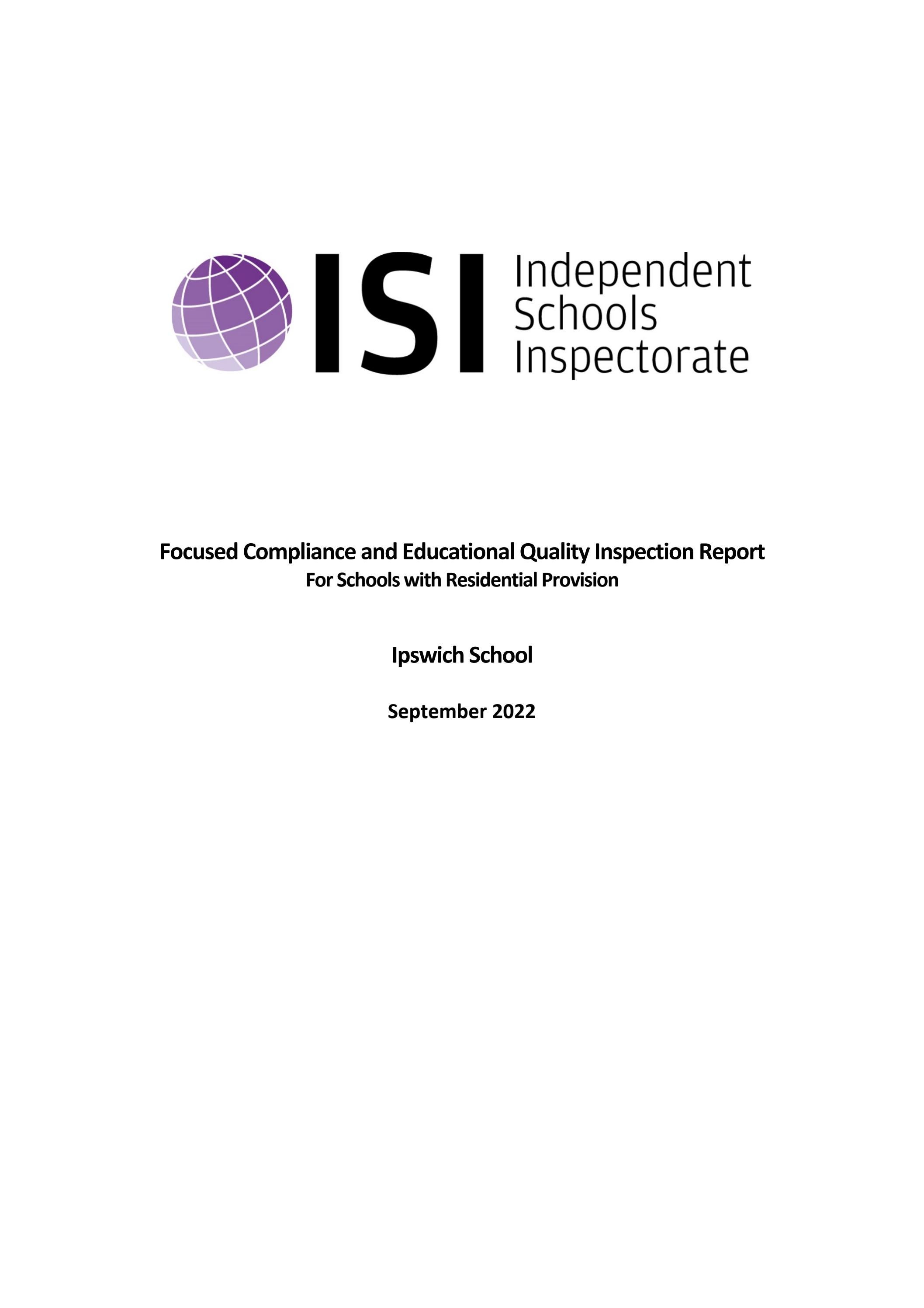 Ipswich School ISI Inspection Report 2022 by ipswichschool - Issuu