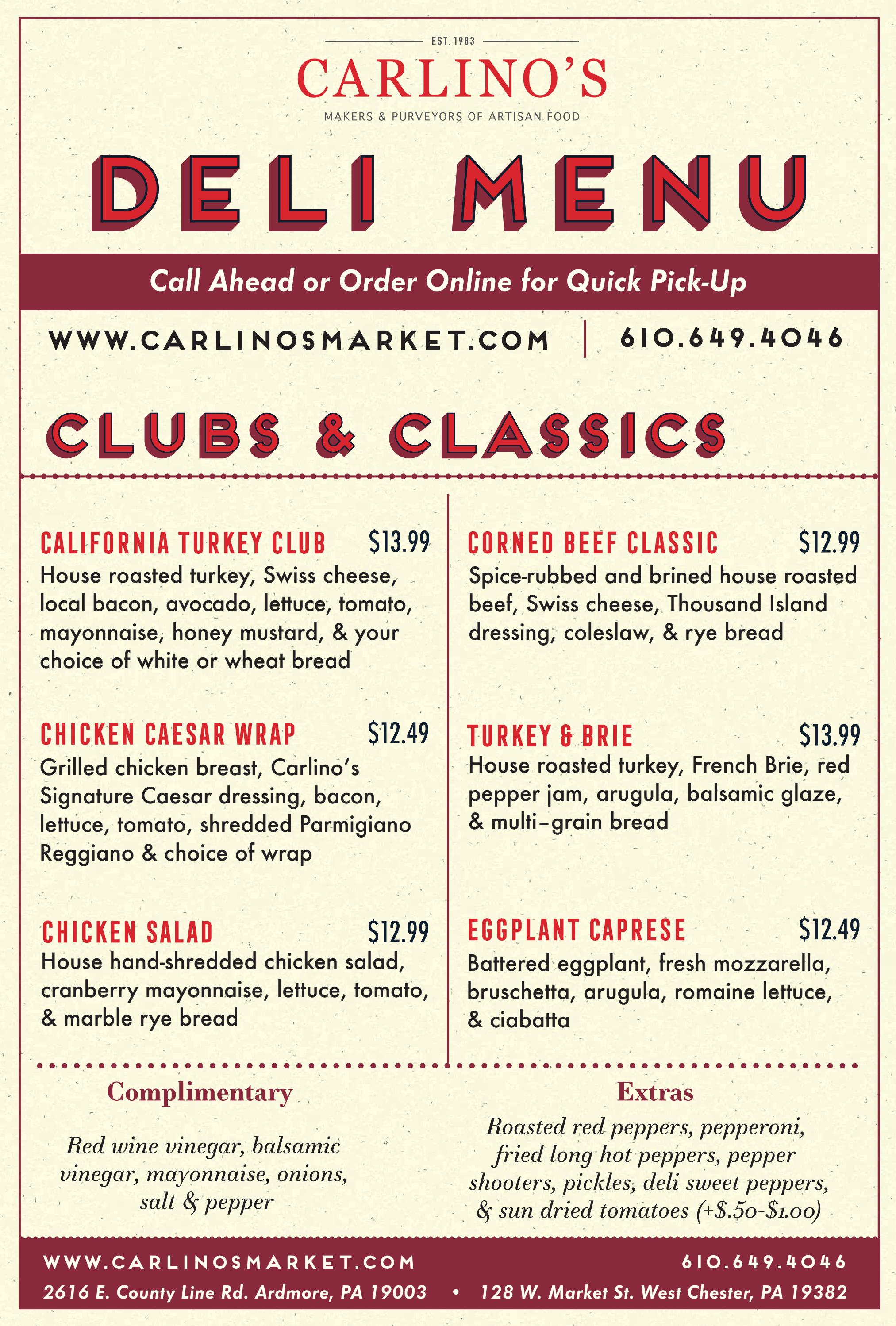 Deli Takeaway Menu 2022 by CarlinosMarket - Issuu