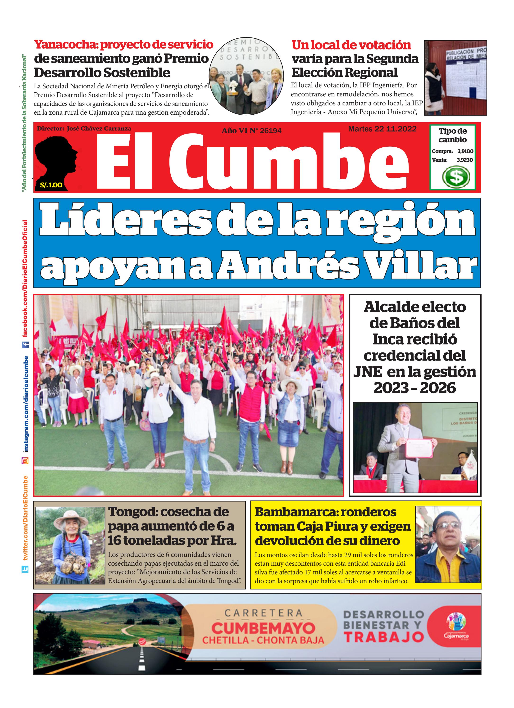 Diario EL CUMBE 22 de noviembre del 2022 by diarioelcumbecajamarca - Issuu