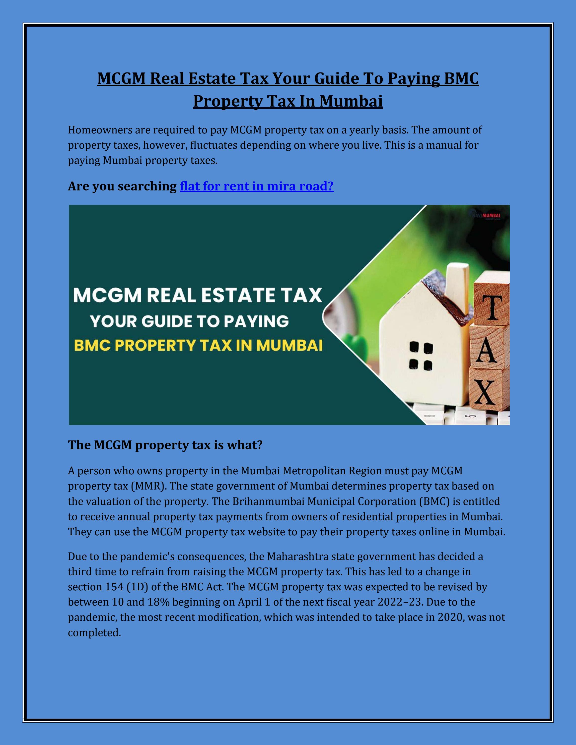 MCGM Real Estate Tax Your Guide To Paying BMC Property Tax In Mumbai By
