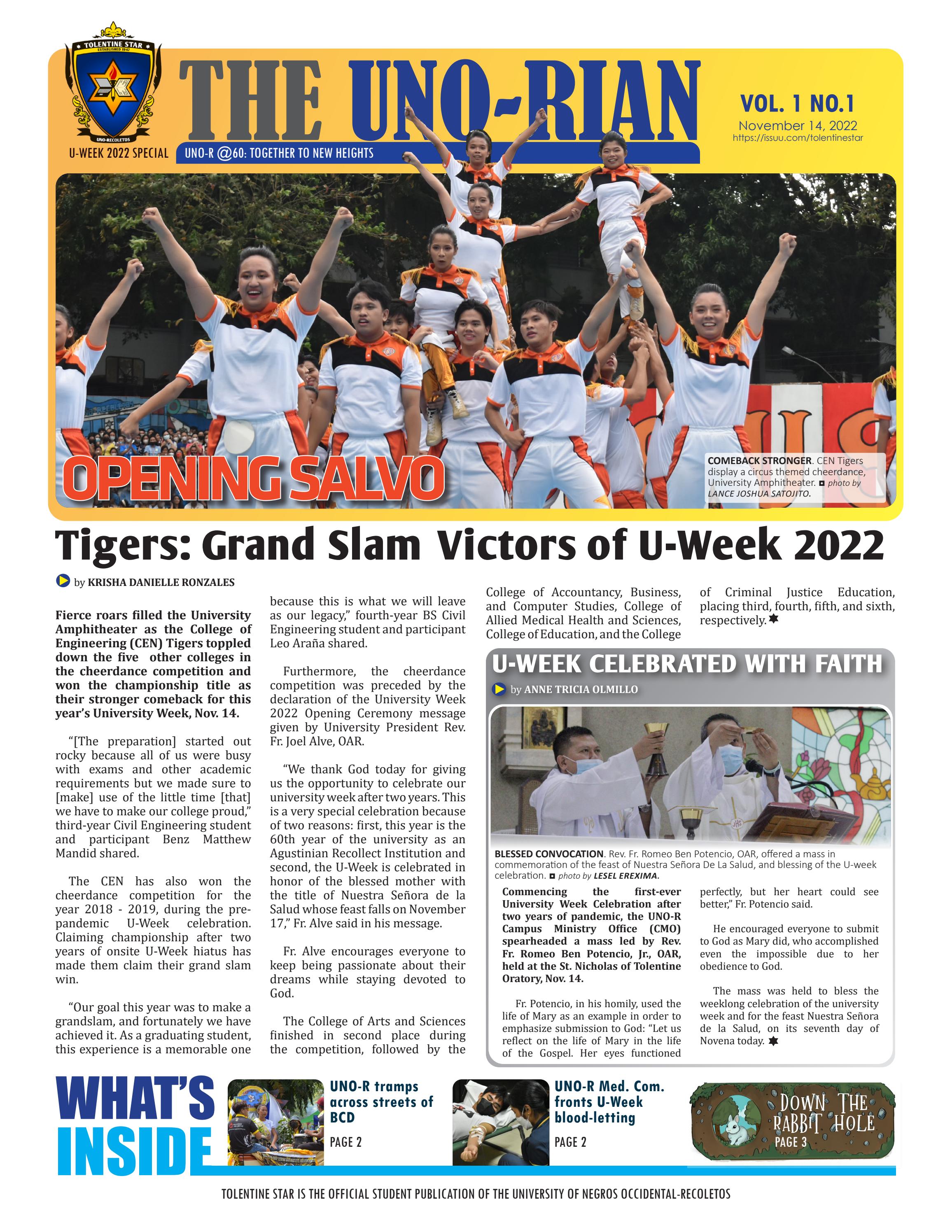 THE UNO-RIAN: Vol. 1 No. 1 by Tolentine Star - Issuu