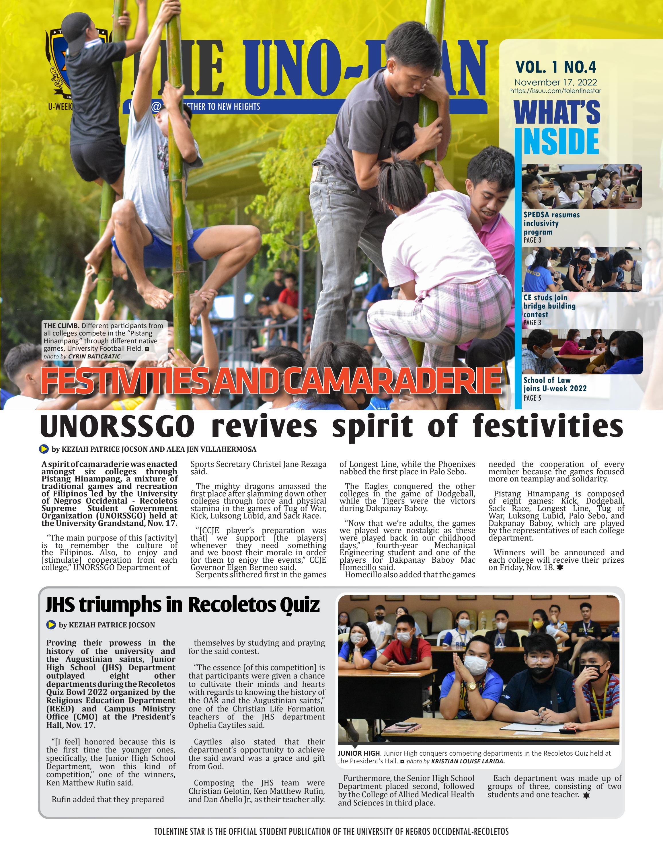 THE UNO-RIAN: Vol. 1 No. 4 by Tolentine Star - Issuu