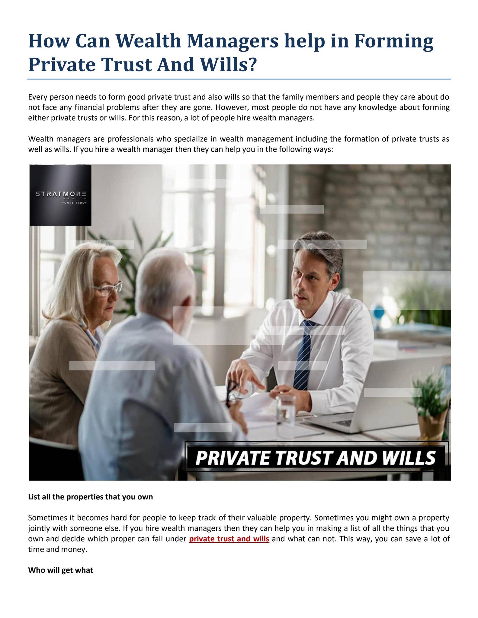 How Can Wealth Managers help in Forming Private Trust And Wills? by Stratmore - Issuu