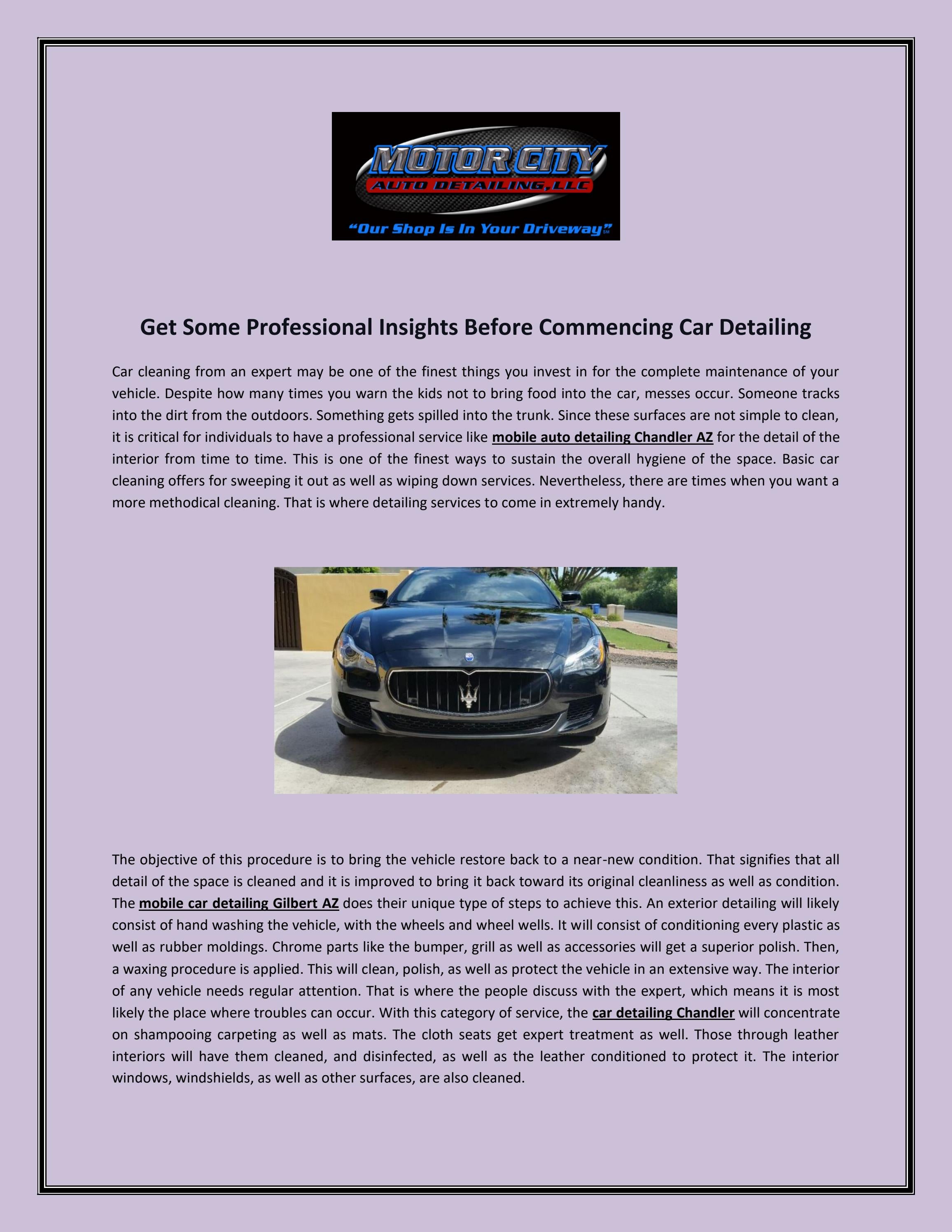 Get Some Professional Insights Before Commencing Car Detailing by Motor ...