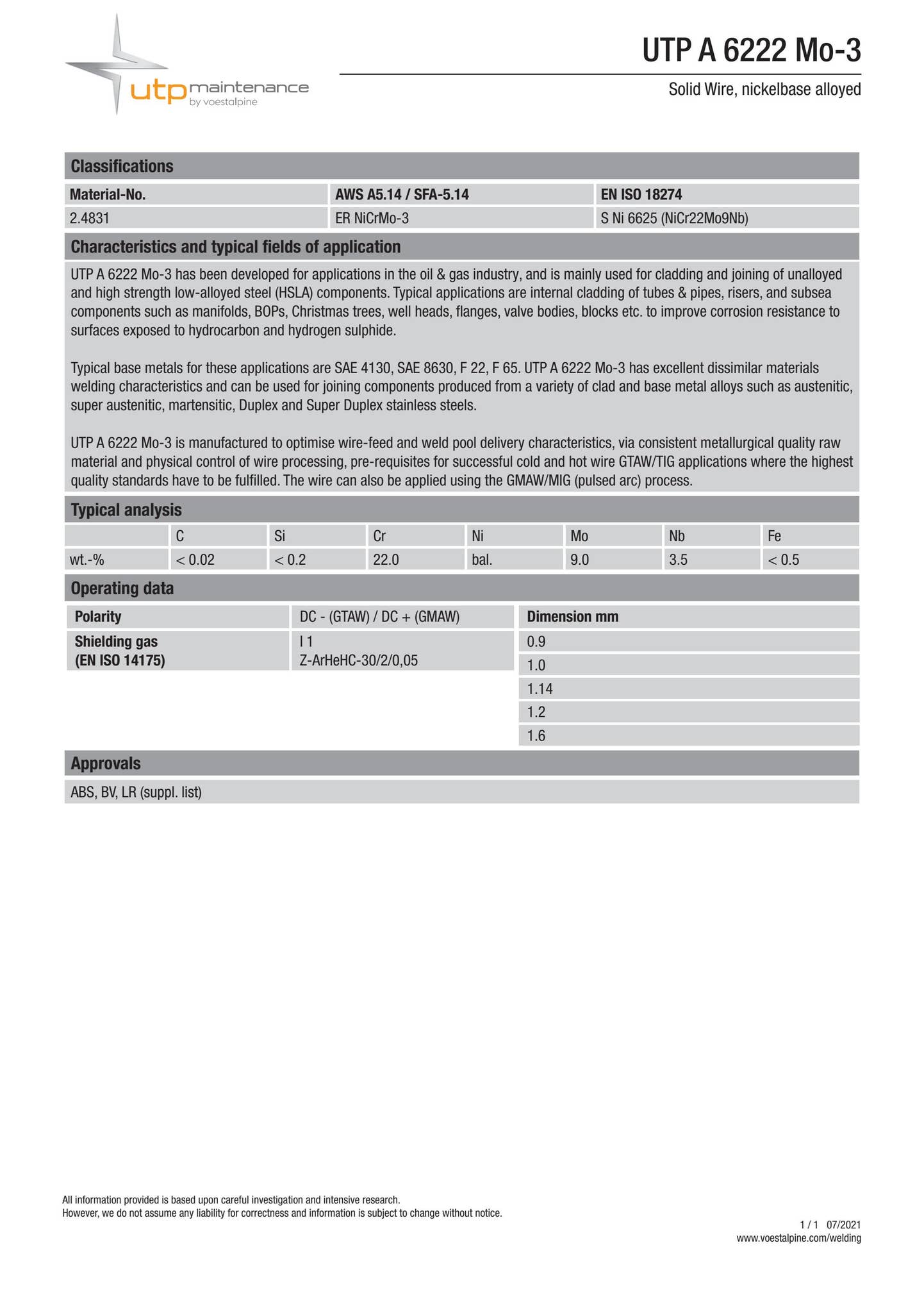 BOHLER UTP A 6222 MO-3 by United Welding Supplies - Issuu
