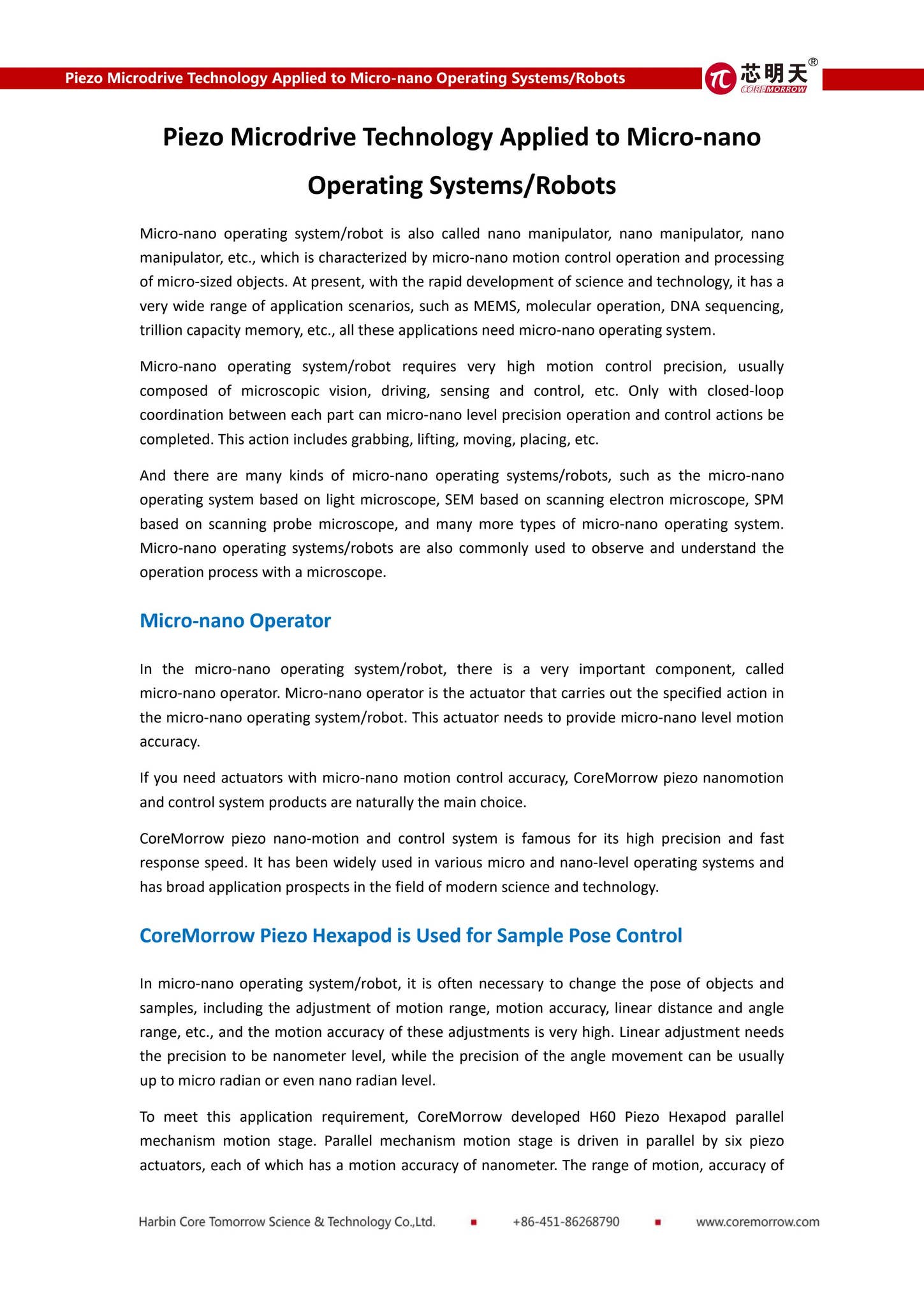 Piezo Microdrive Technology Applied to Micro-nano Operating Systems ...