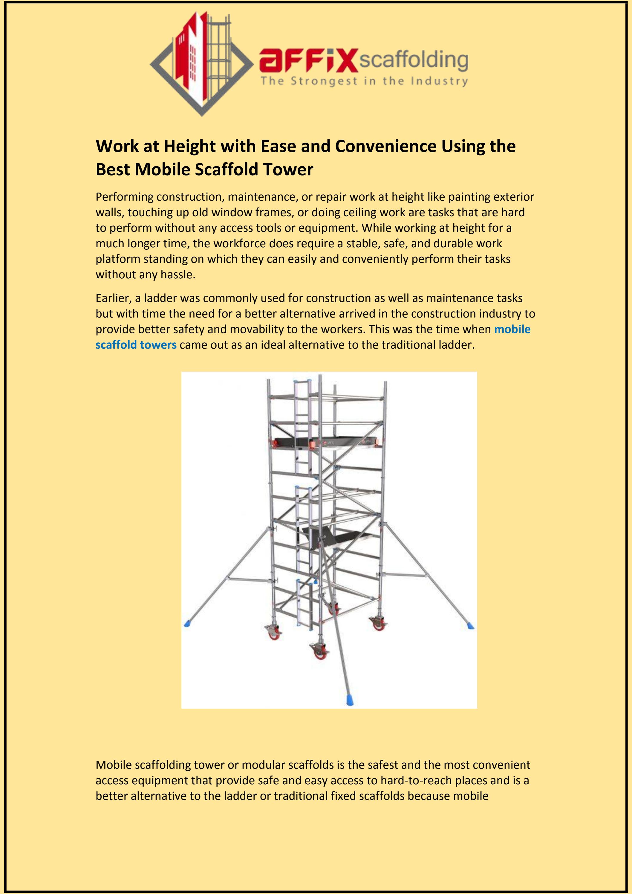 Work at Height with Ease and Convenience Using the Best Mobile Scaffold ...