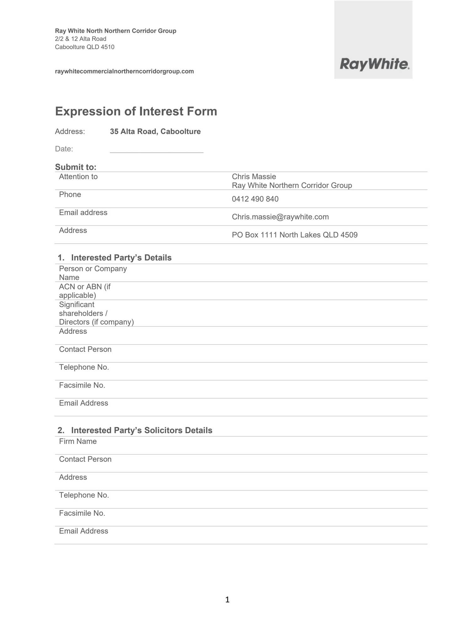 EOI Form - 35 Alta Road, Caboolture by Ray White Commercial Northern ...