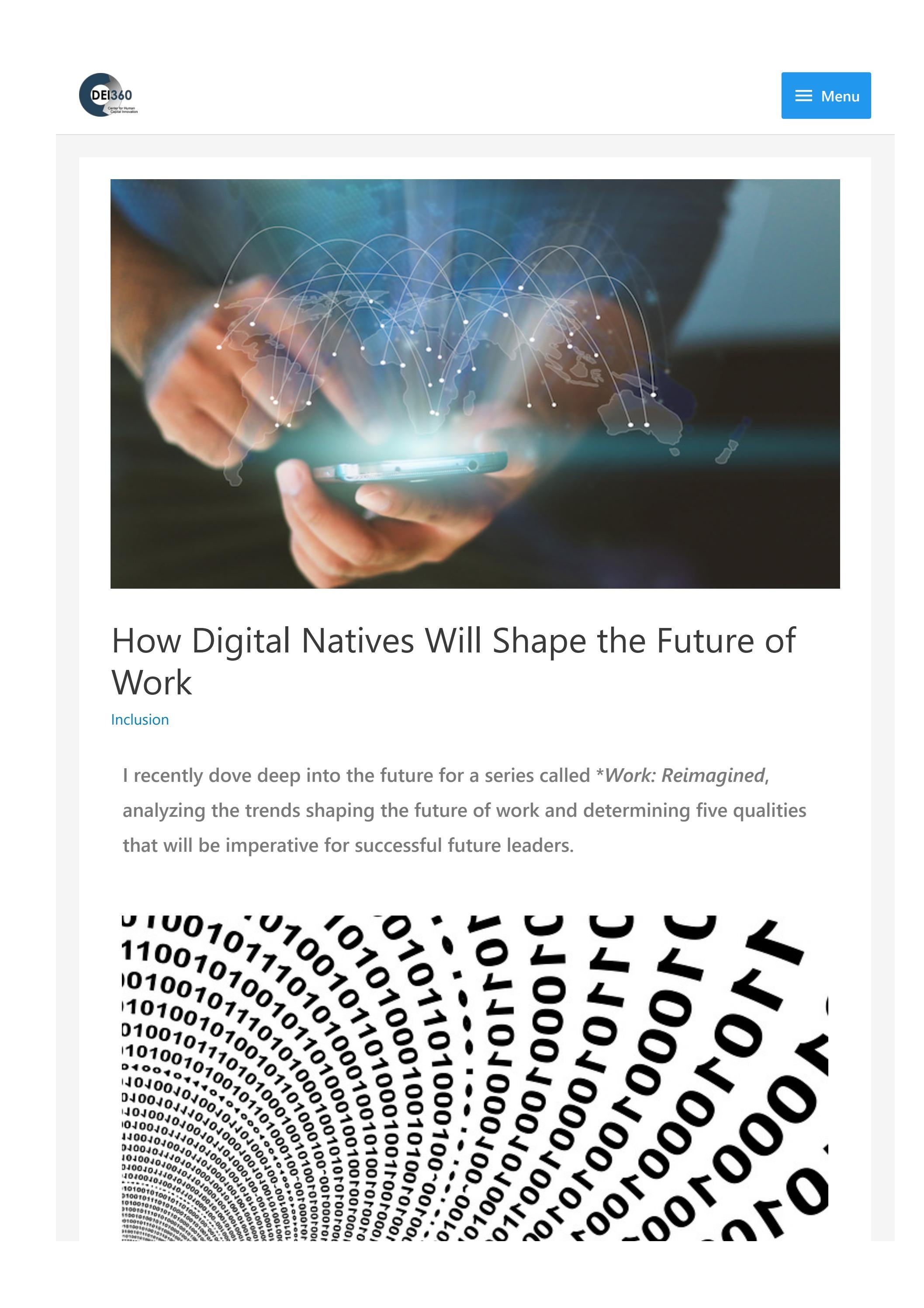 How Digital Natives Will Shape the Future of Work? by DEI360 - Issuu