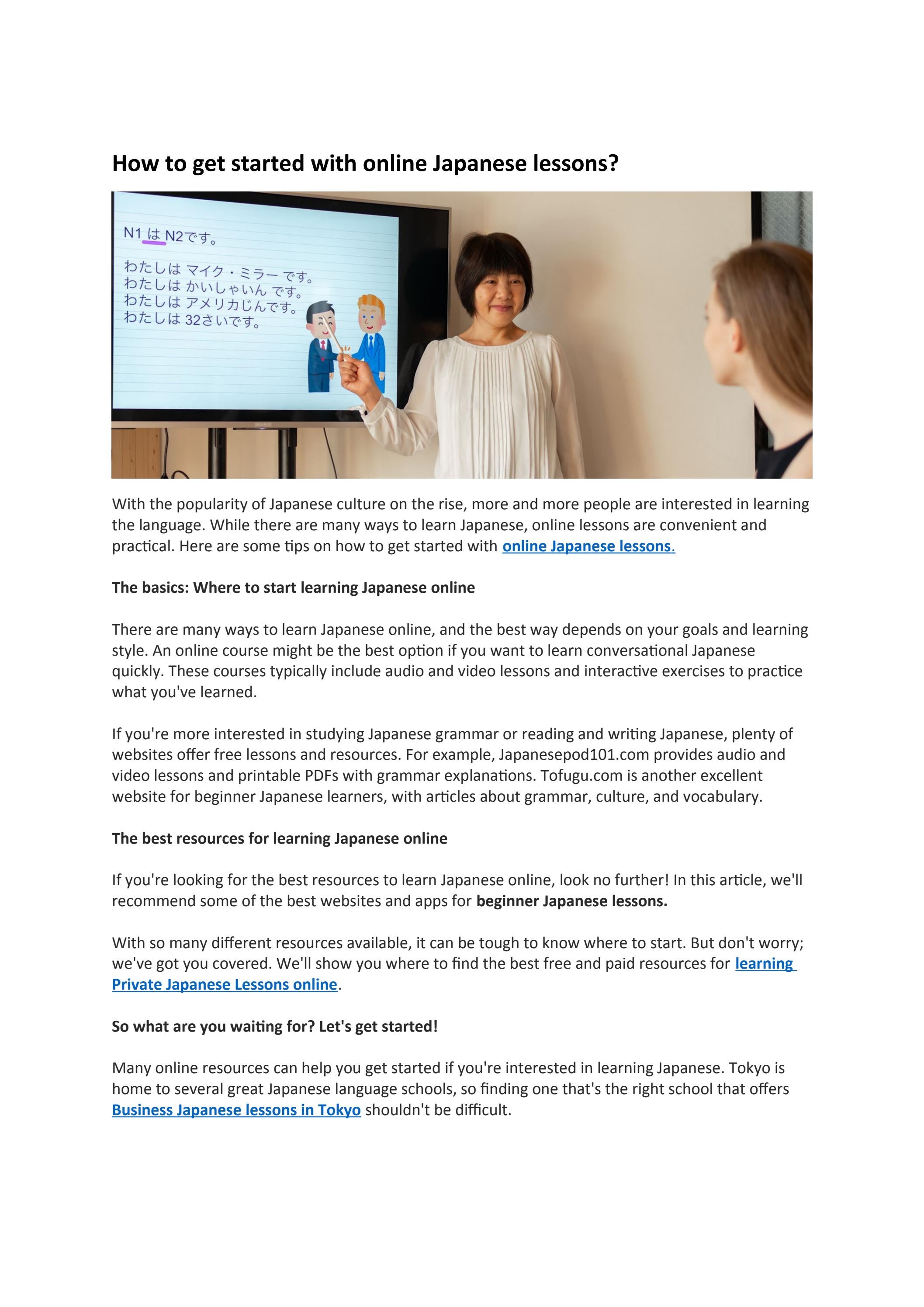 How to get started with online Japanese lessons? by Valiant Japanese ...