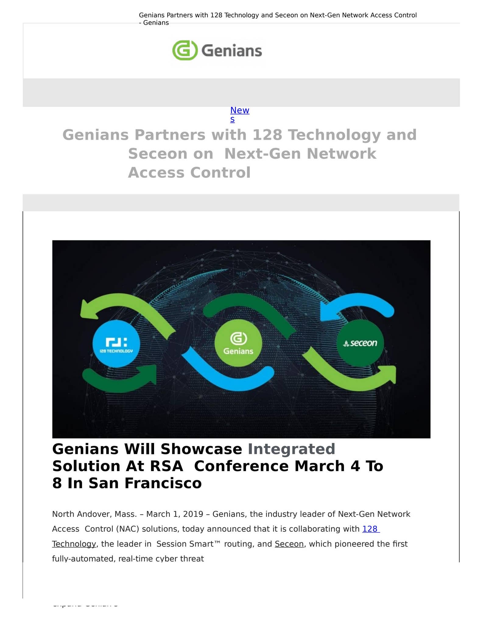 Genians Partners with 128 Technology and Seceon on Next-Gen Network ...