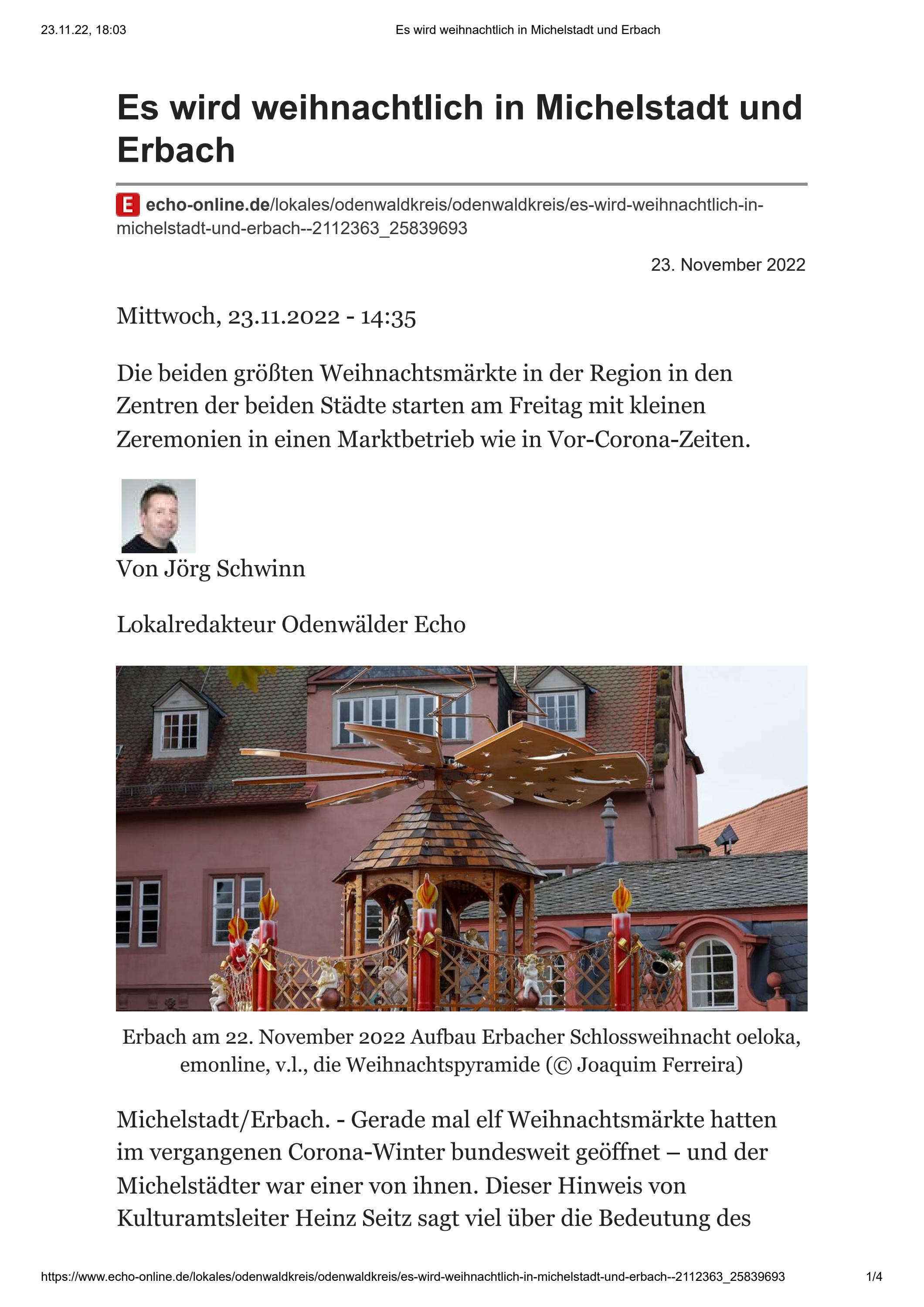 Es wird weihnachtlich in www.Michelstadt-Erbach.de by Tourvision ...