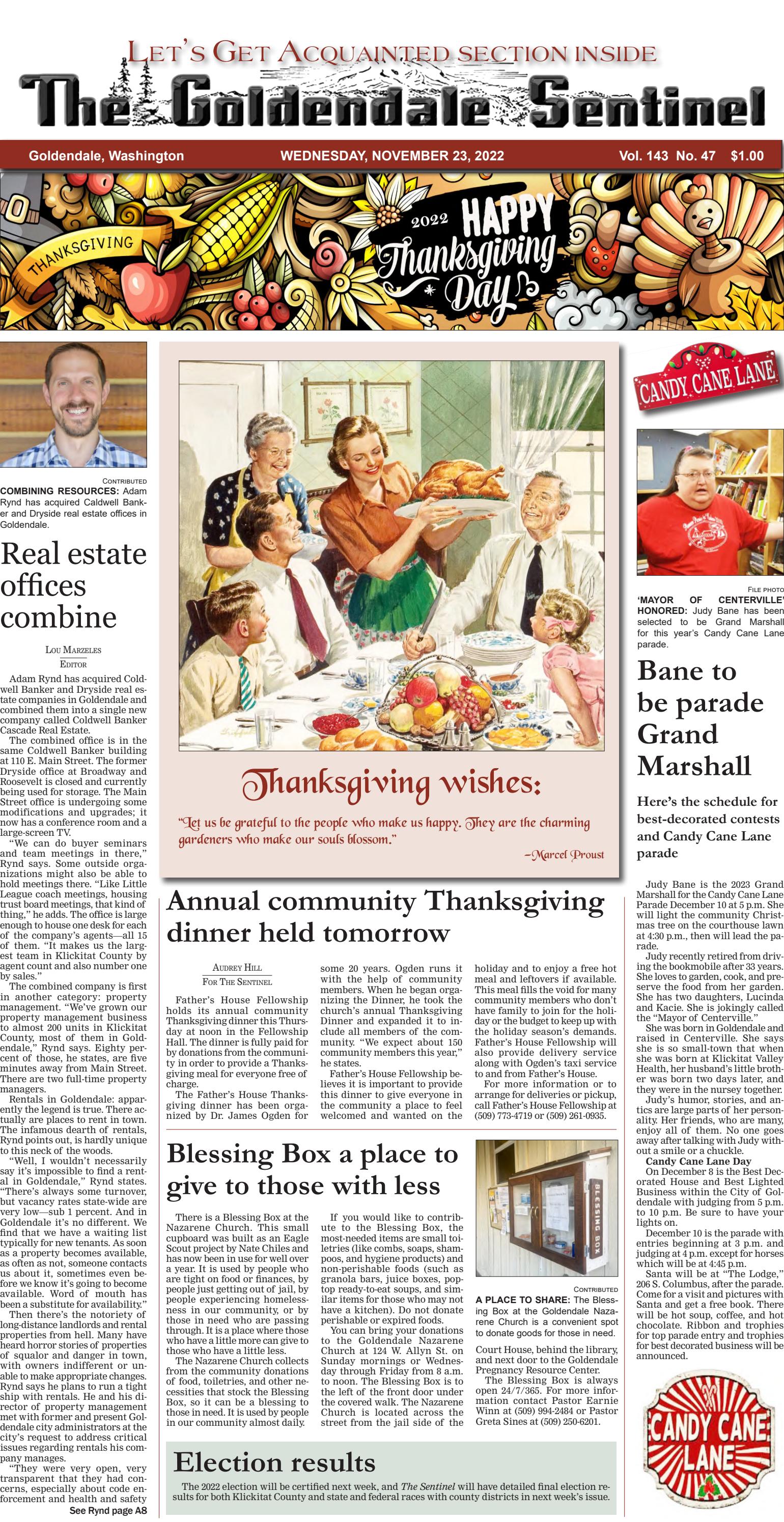 Goldendale Sentinel November 23, 2022 by Goldendale Sentinel - Issuu