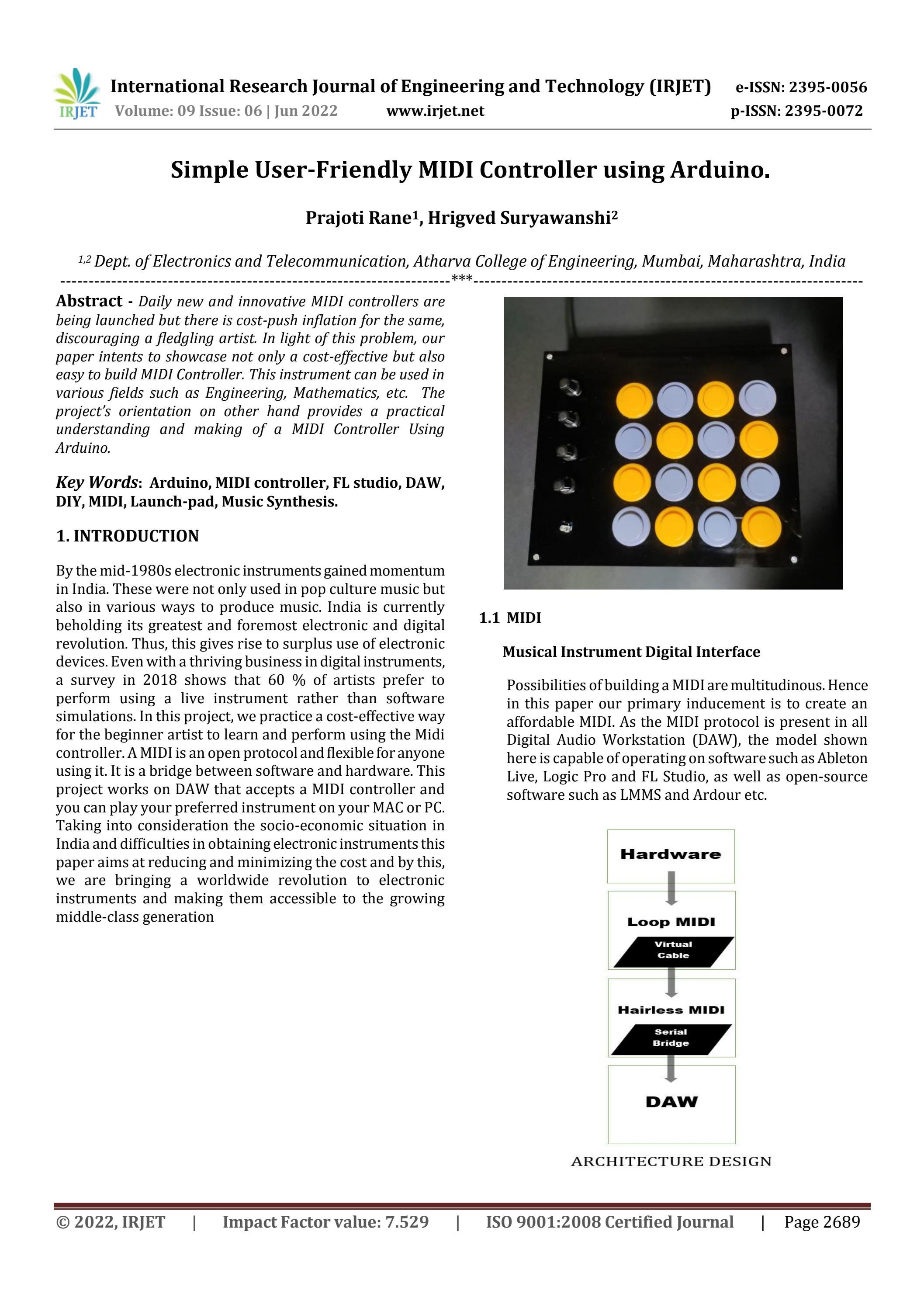 Simple User-Friendly MIDI Controller using Arduino. by IRJET Journal ...