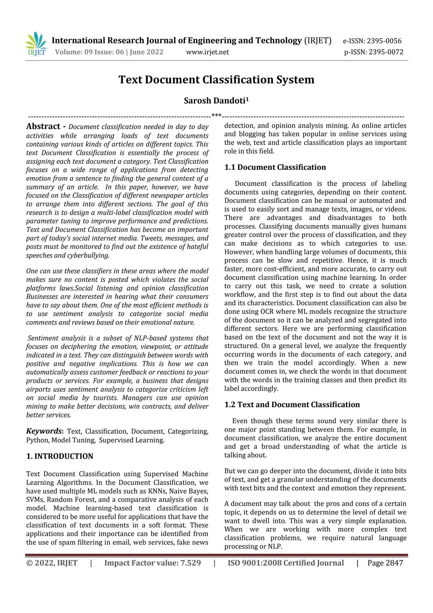 Text Document Classification System by IRJET Journal - Issuu