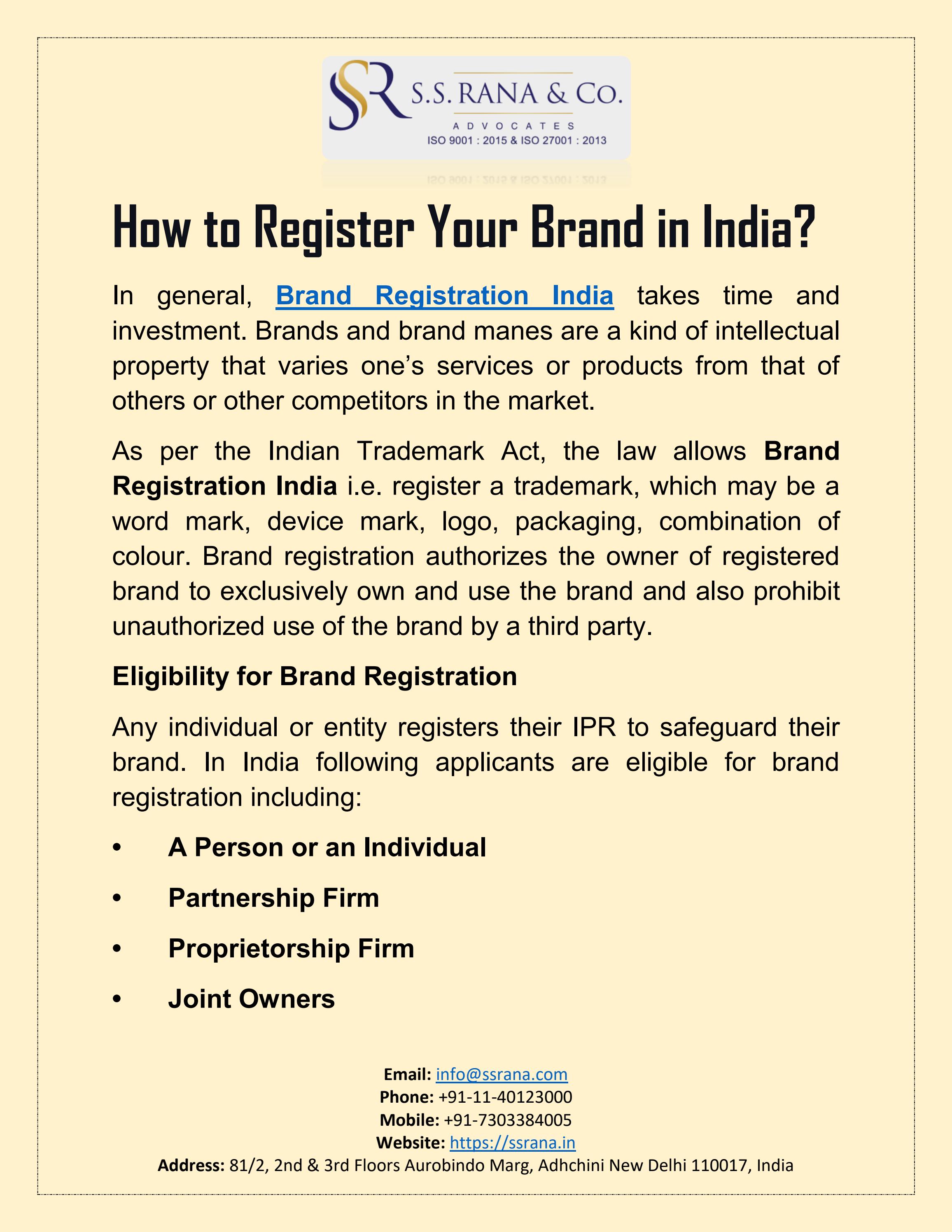 How to Register Your Brand in India? by S.S. Rana & Co. - Issuu