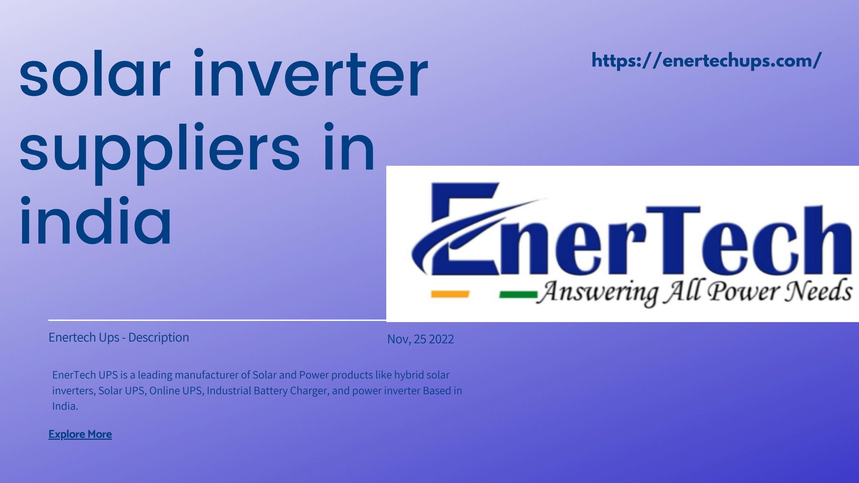 solar inverter supplier in India - Enertech ups by enertech ups - Issuu