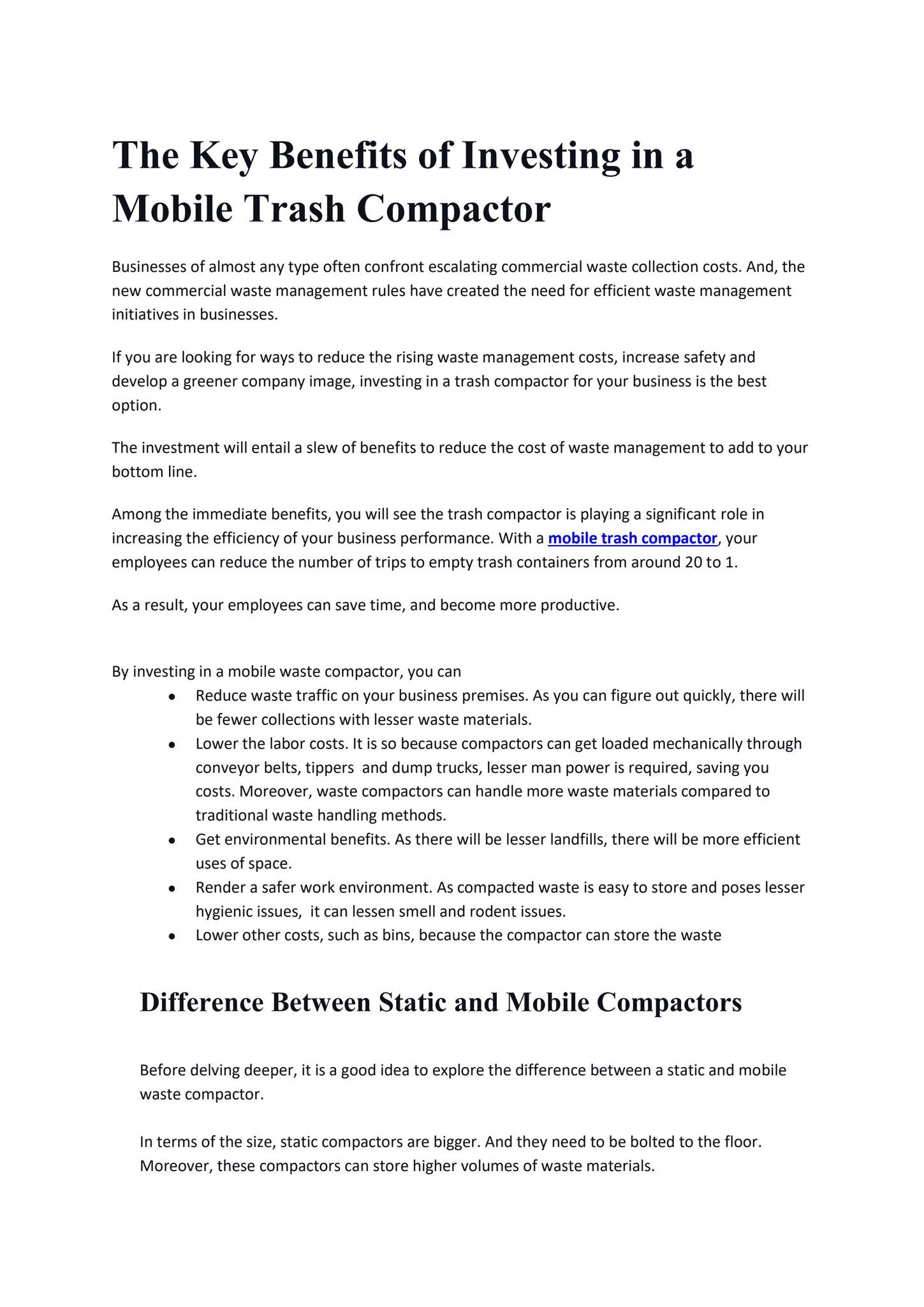The Key Benefits of Investing in a Mobile Trash Compactor by ...
