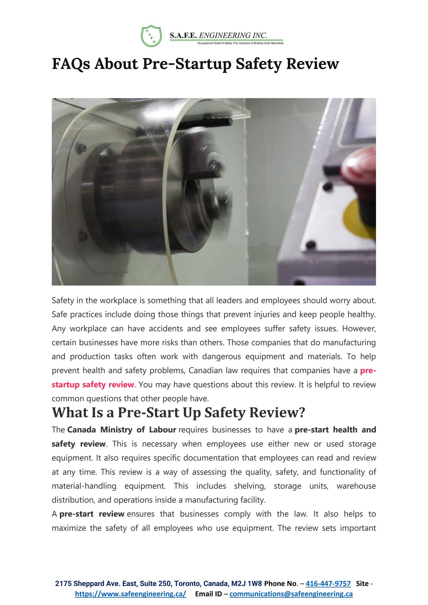 FAQs About Pre-Startup Safety Review by Safeengineering - Issuu
