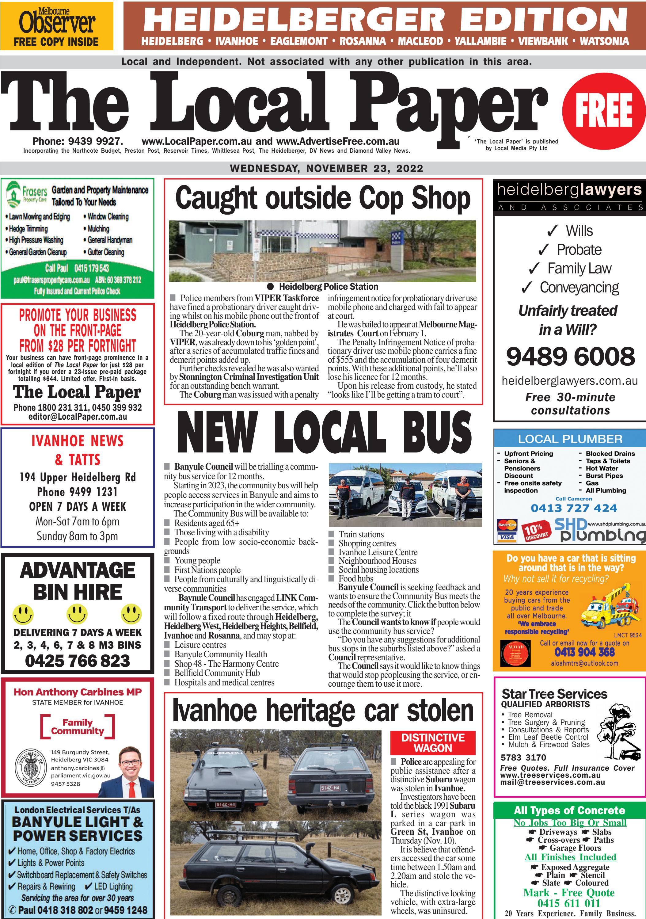 The Local Paper. Heidelberger Edition. Wed., Nov. 23, 2022 by Ash Long ...