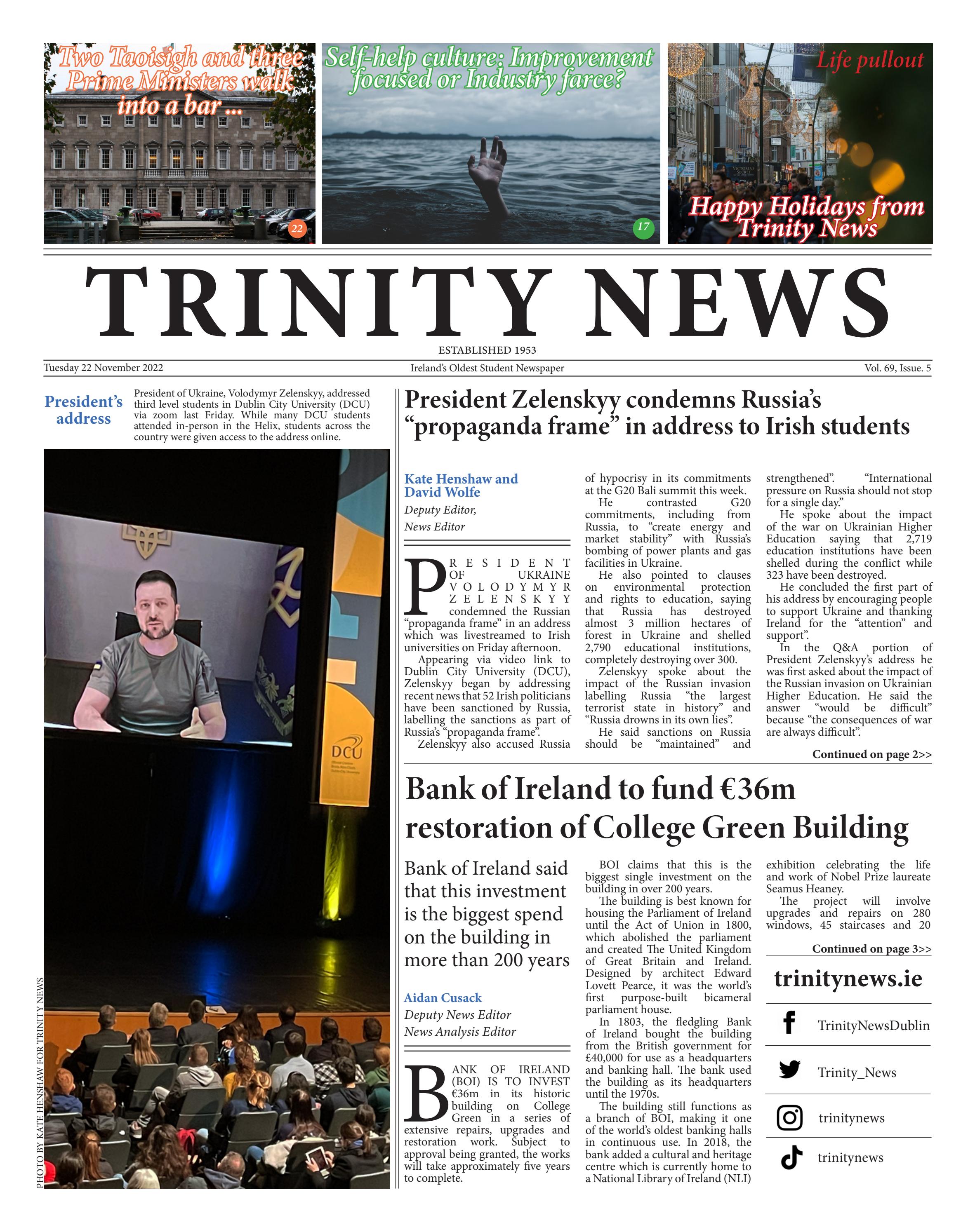 Trinity News Vol. 69 Issue 5 by Trinity News - Issuu