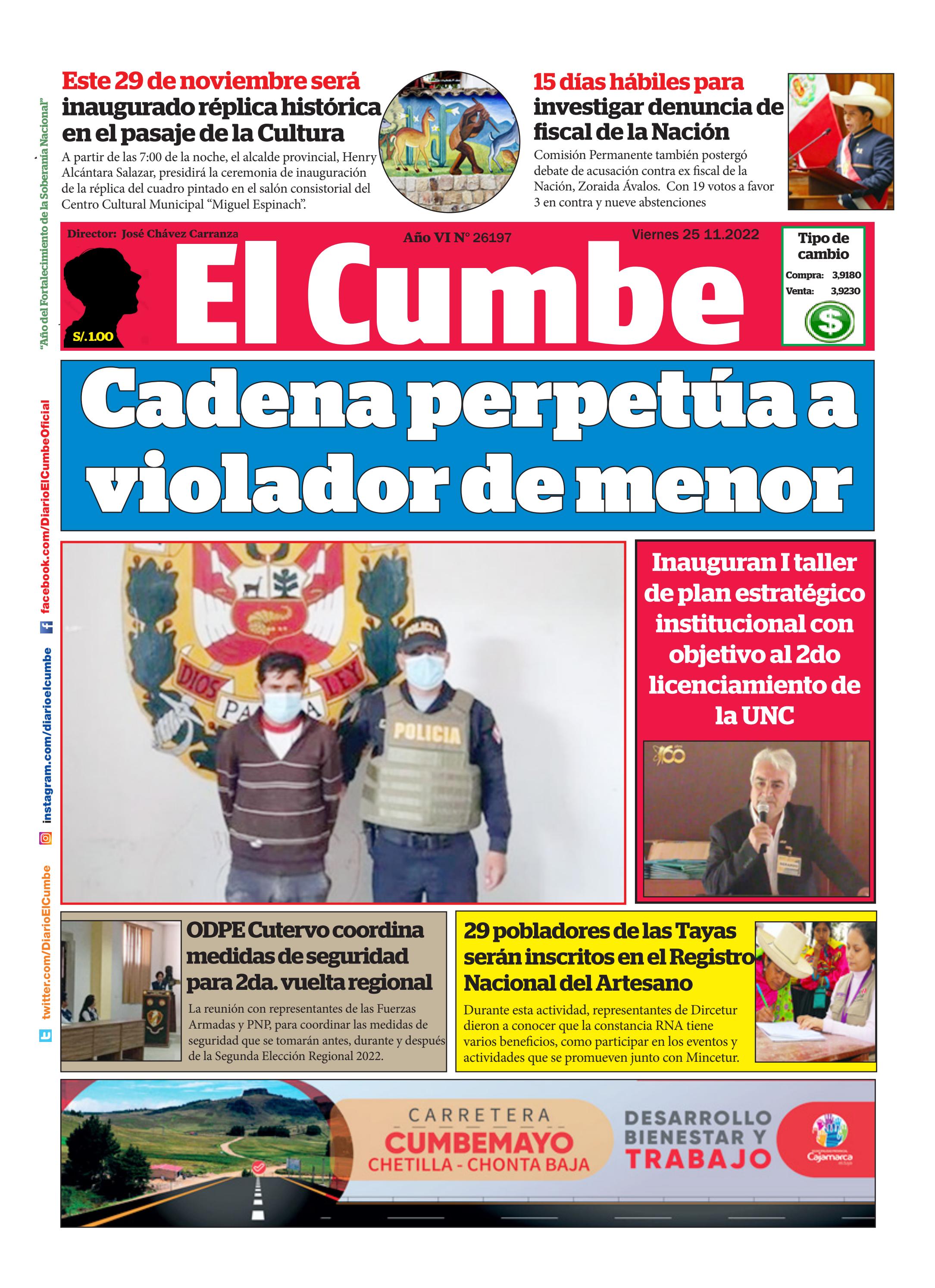 Diario EL CUMBE 25 de noviembre del 2022 by diarioelcumbecajamarca - Issuu