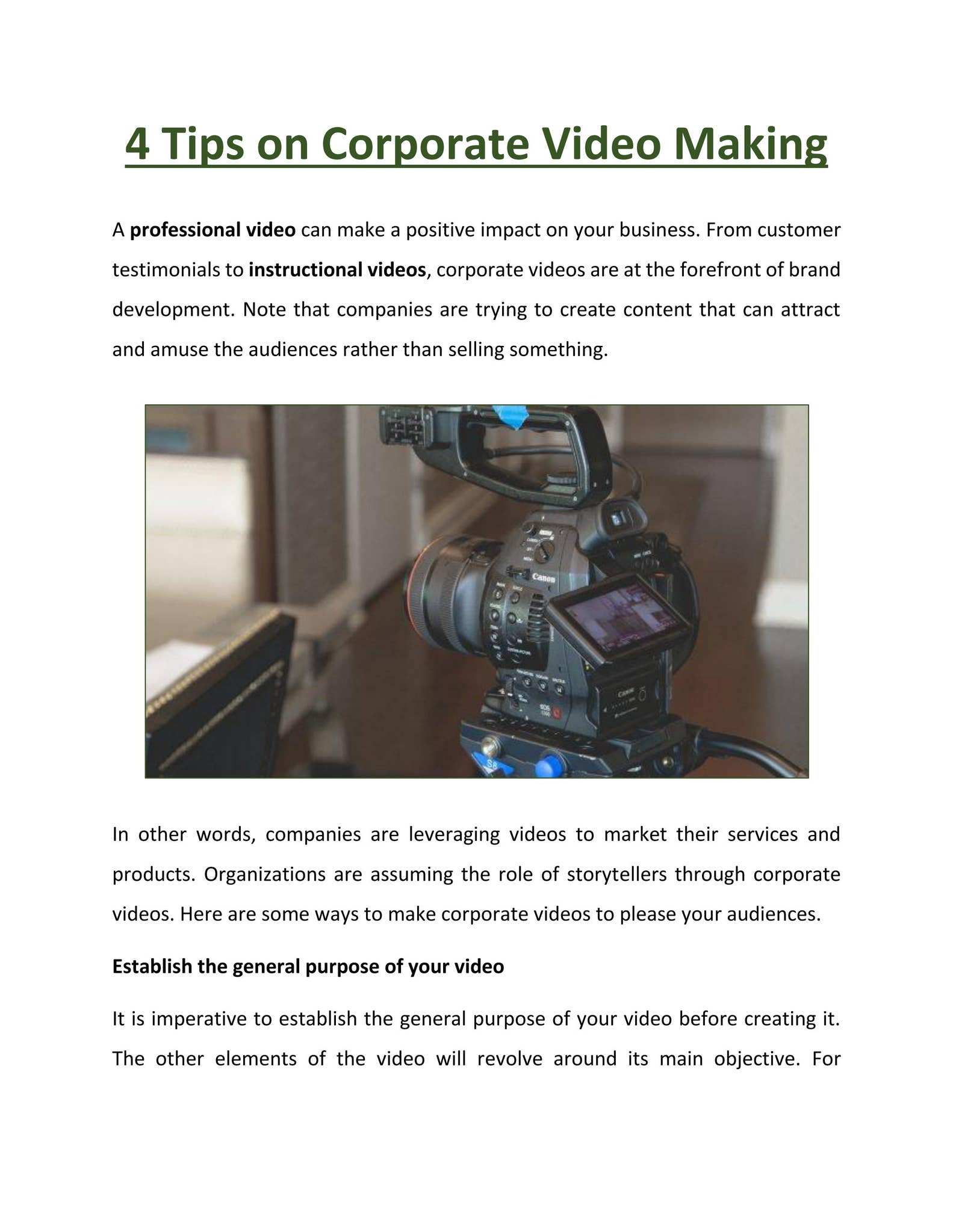 4 Tips on Corporate Video Making - VCM Interactive by VCM Interactive - Issuu