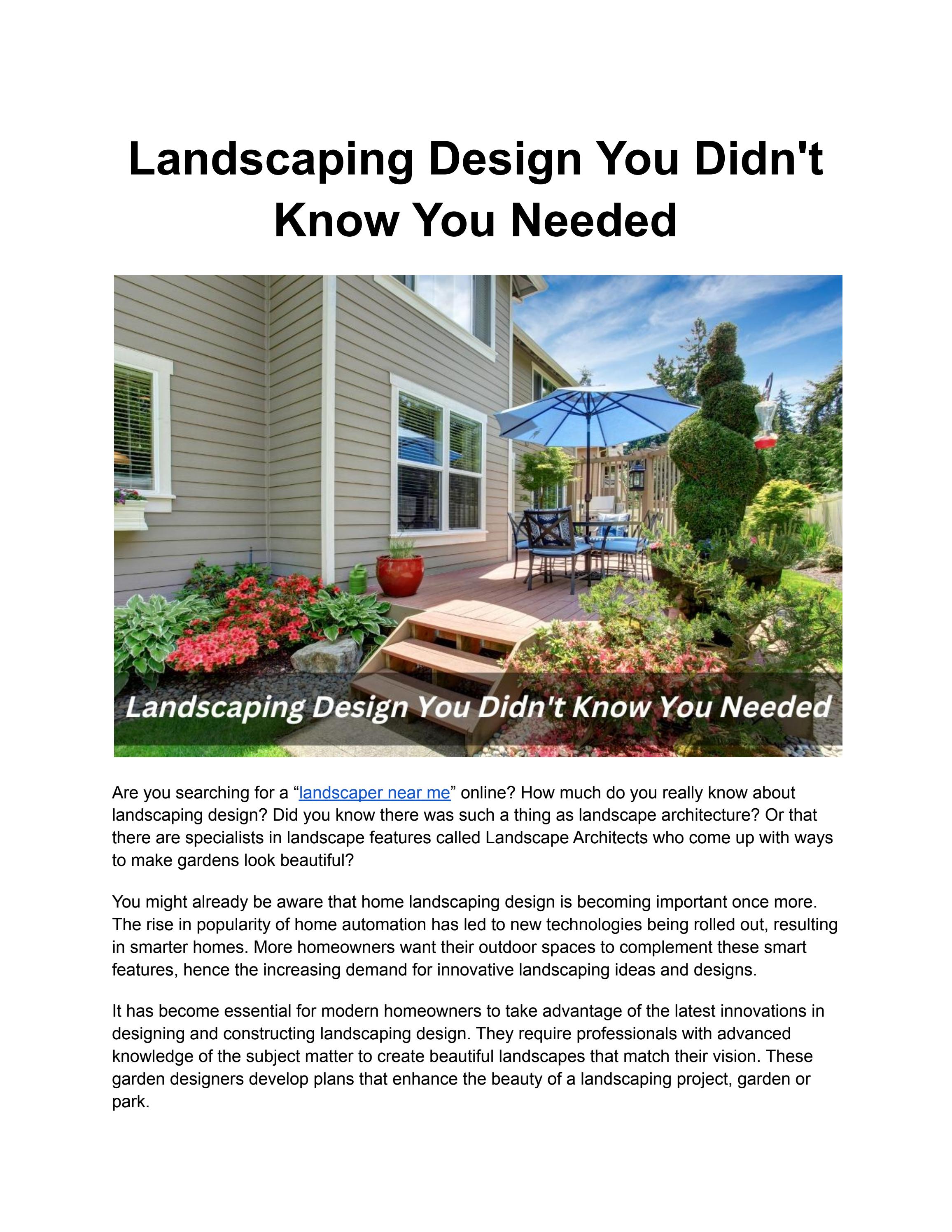 Landscaping Design You Didn't Know You Needed by Adney Versca - Issuu