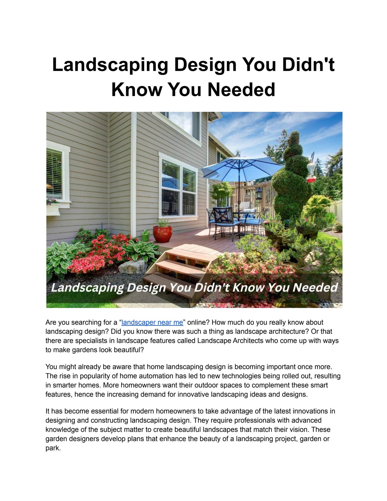 Landscaping Design You Didn't Know You Needed by Adney Versca - Issuu