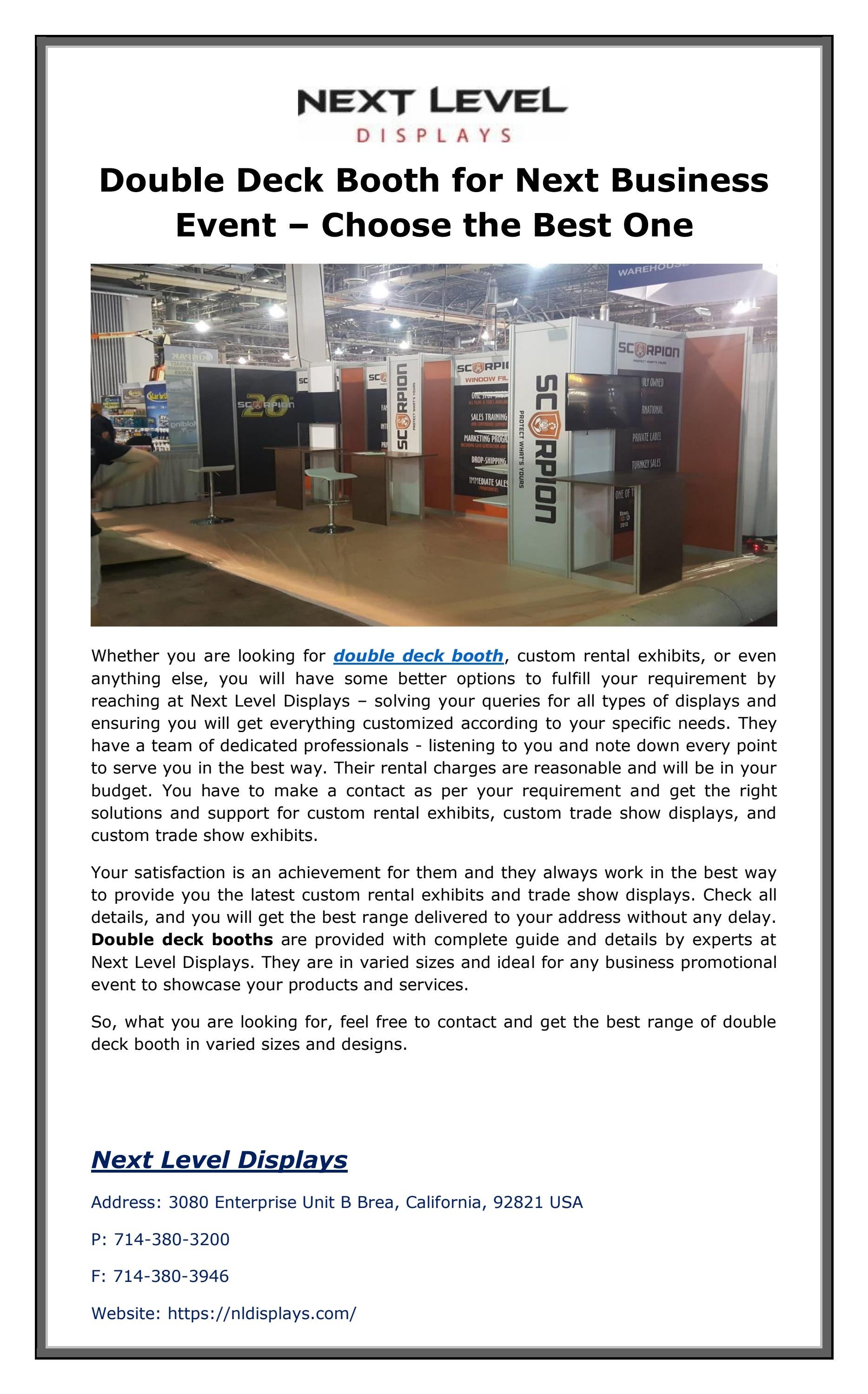 Double Deck Booth for Next Business Event – Choose the Best One by nldisplays - Issuu