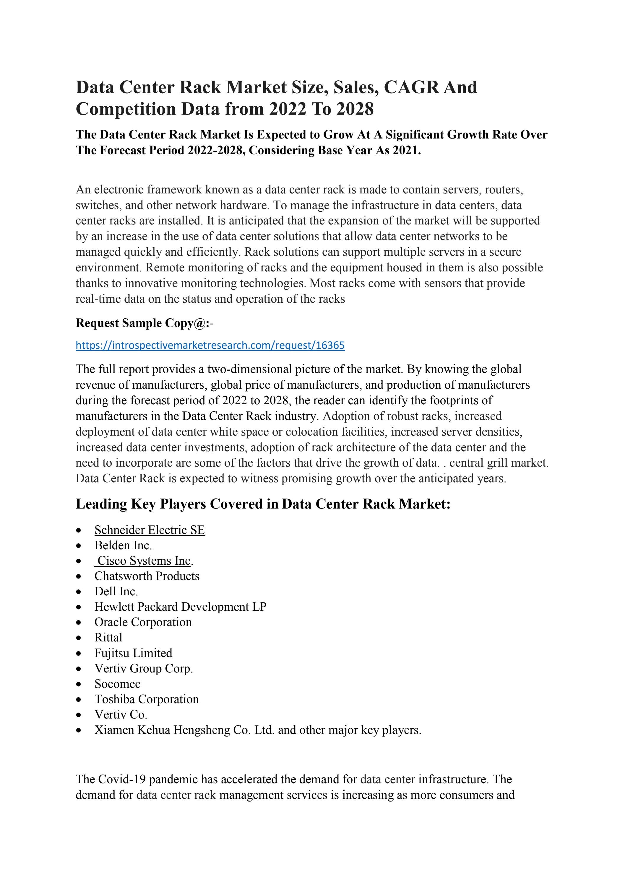 Data Center Rack Market Size Sales CAGR And Competition Data From Data Center Rack Market Size Sales CAGR And Competition Data From