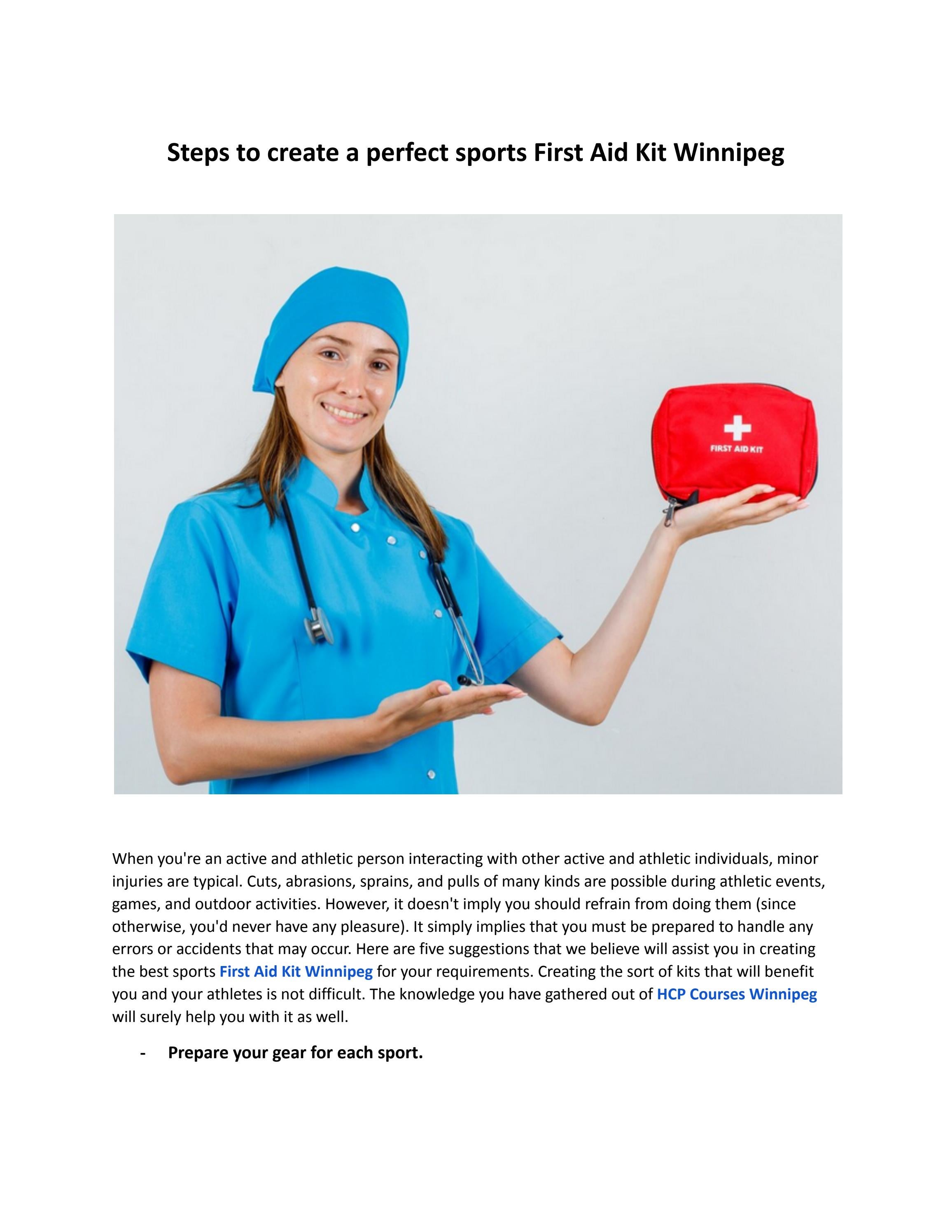 Steps to create a perfect sports First Aid Kit Winnipeg by Prepare ...