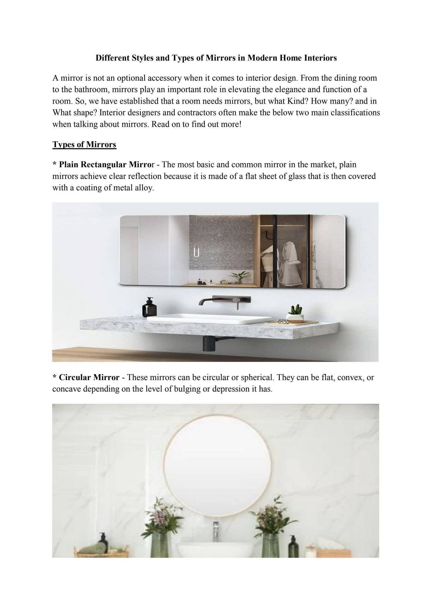 Different Styles and Types of Mirrors in Modern Home Interiors by D ...