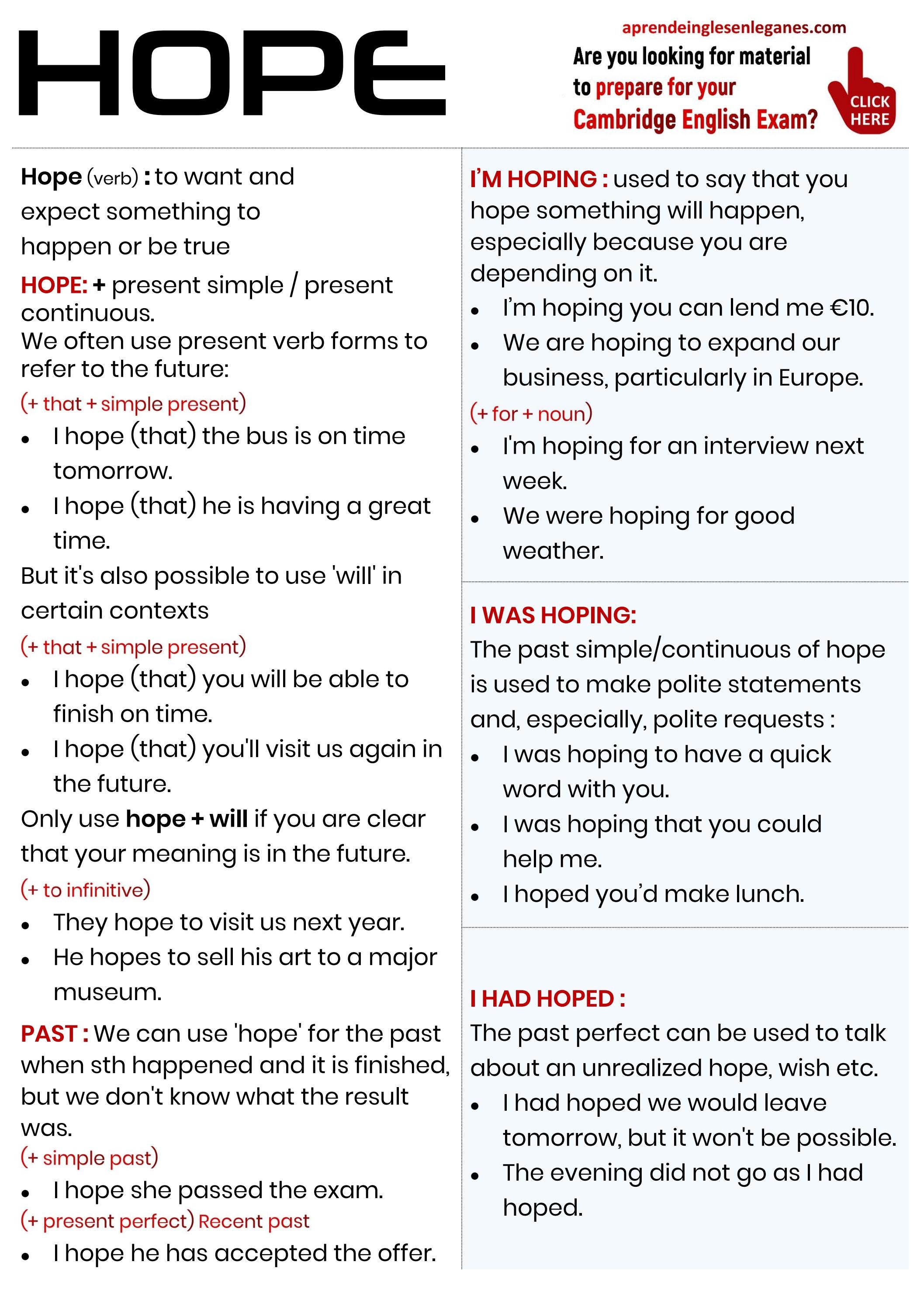 HOW TO USE THE VERB HOPE By AIEL Issuu HOW TO USE THE VERB HOPE By AIEL Issuu