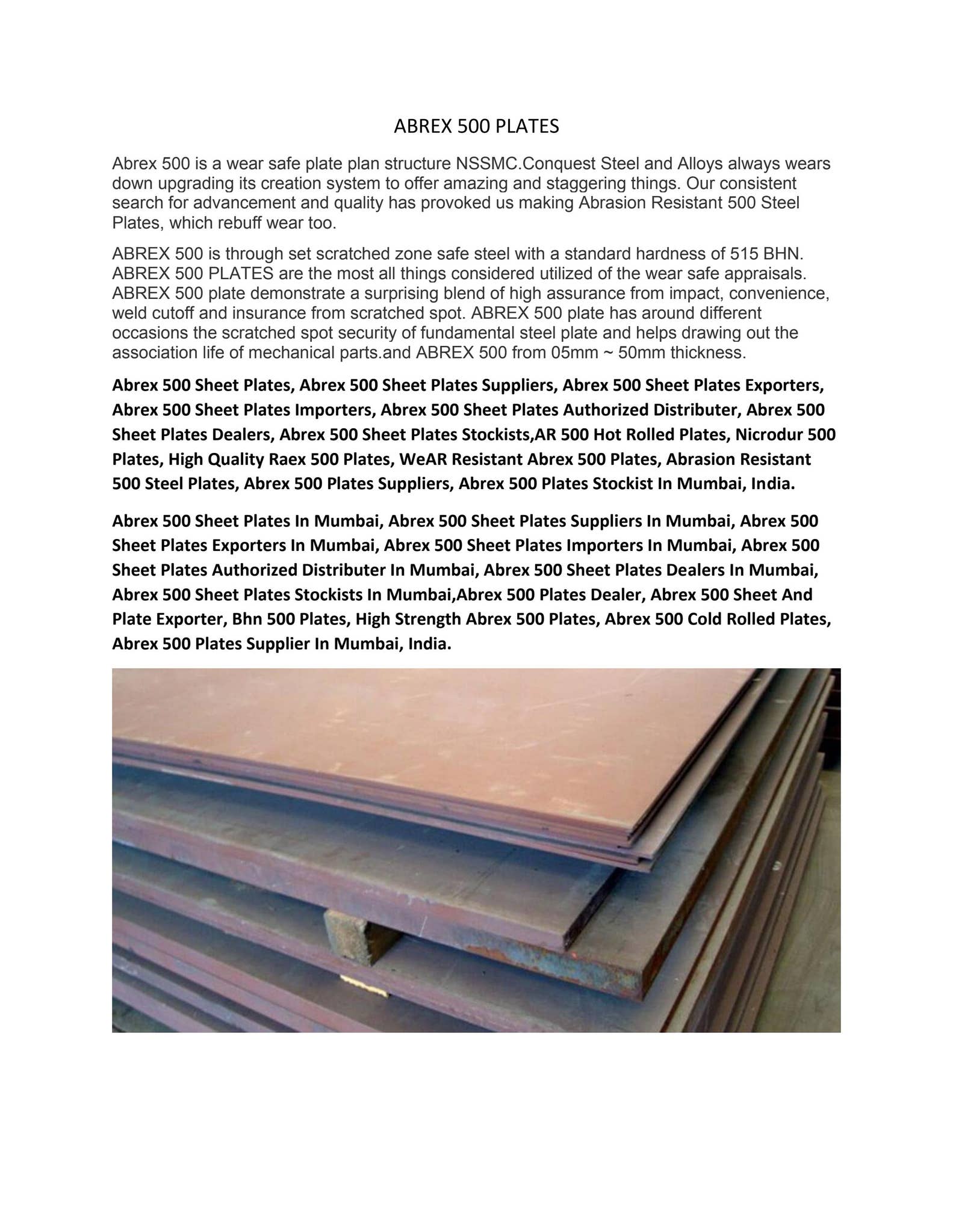 Abrex 500 Plate Stockists in India by Vandan Steel & Engg. co. - Issuu